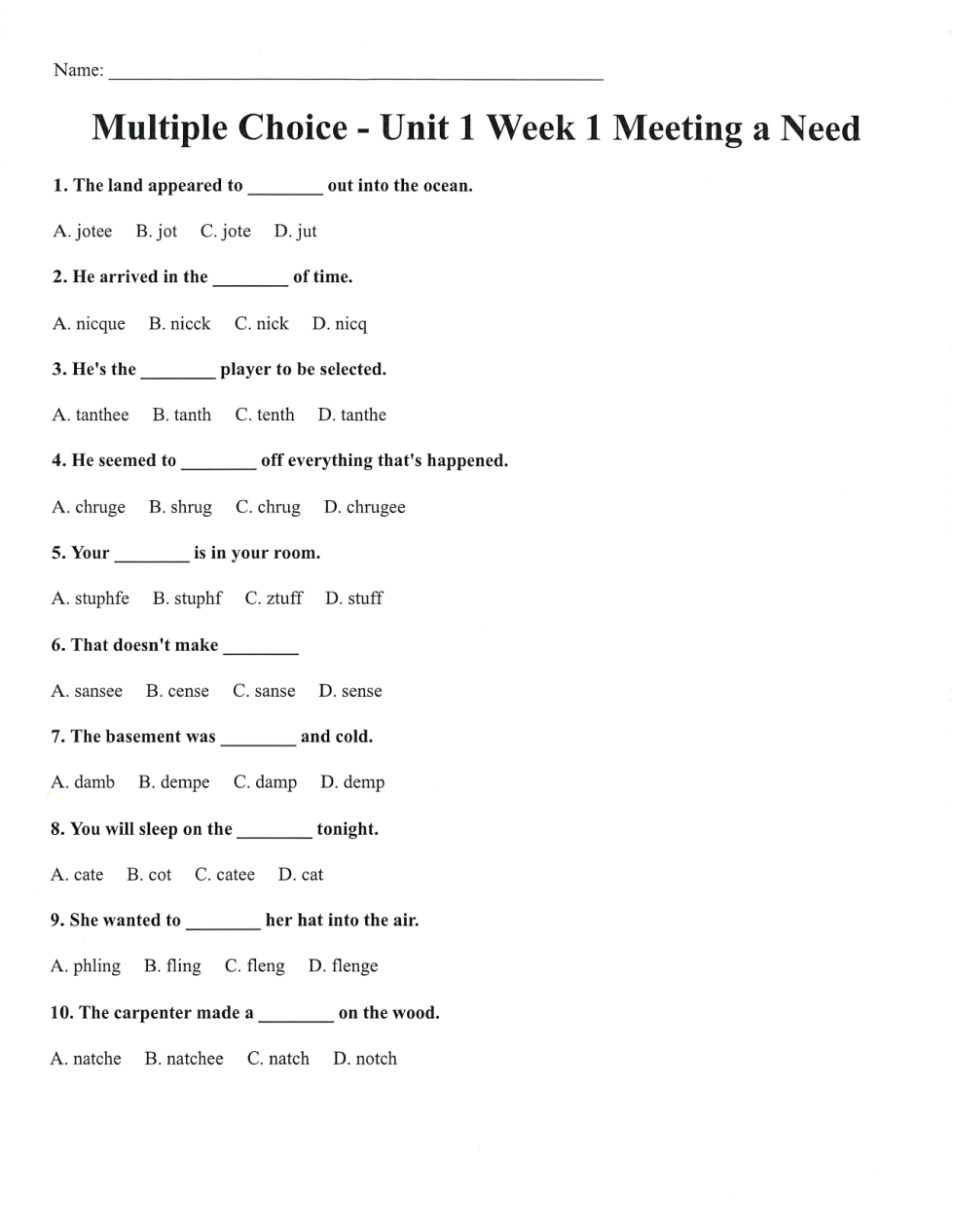 Wonders Unit 1 Week 1 Test - Kelly Pollock | Library | Formative