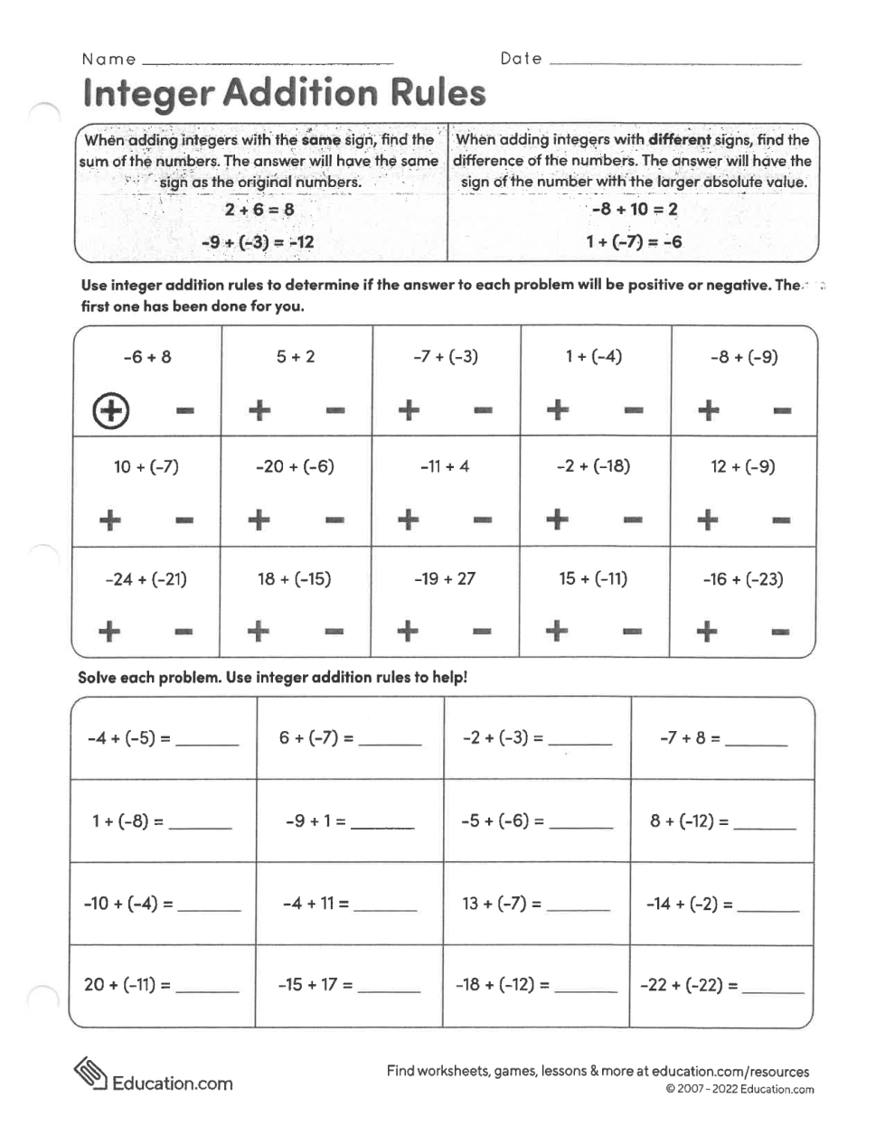 B1 Adding Intergers - Tracy Gould | Library | Formative