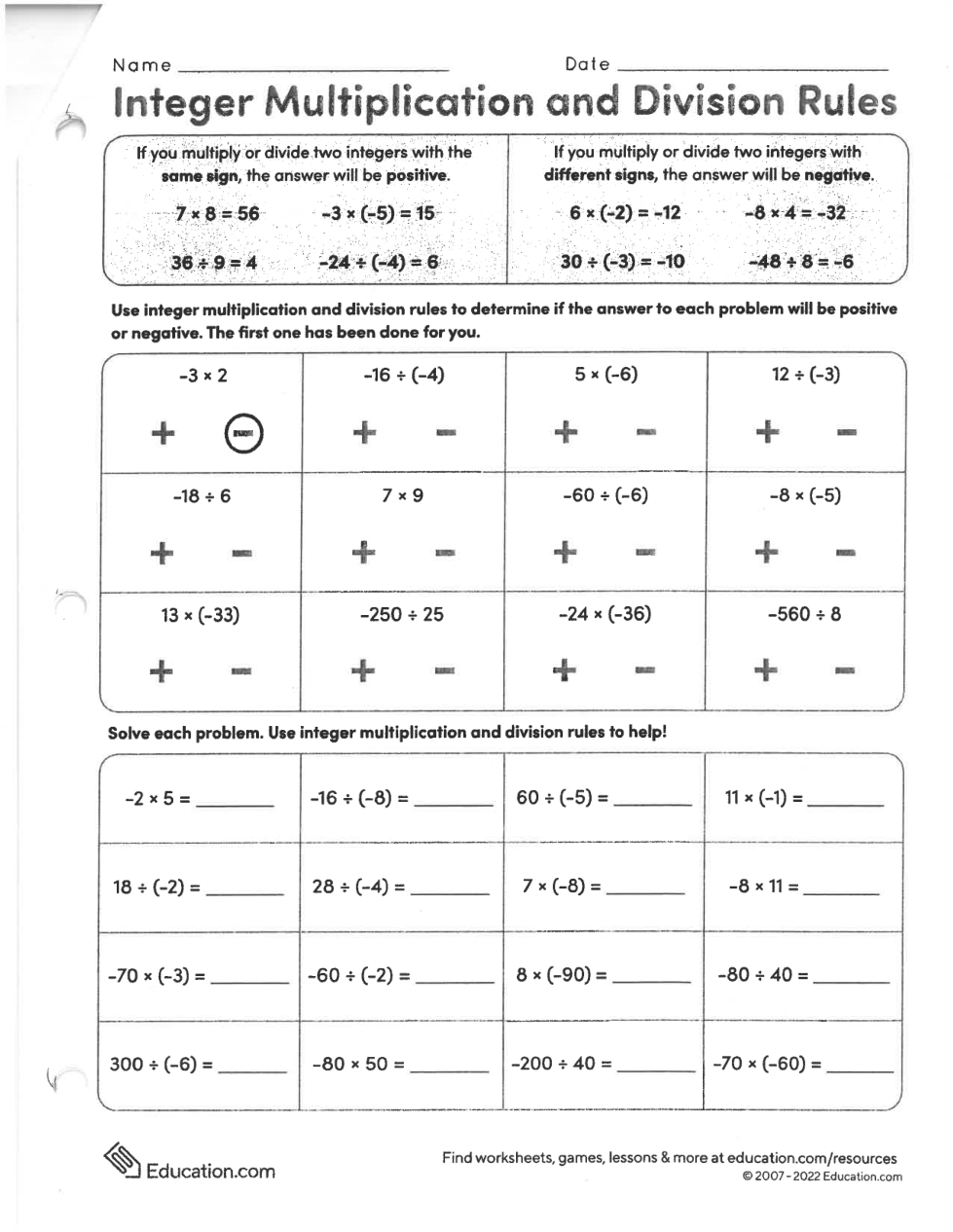 B 5 Integer Multiplication And Division Rules Kristy Georgick B 5 Integer Multiplication And Division Rules Kristy Georgick
