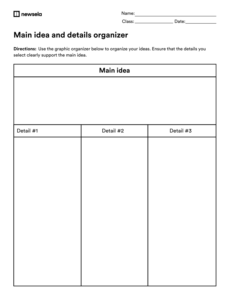 Main idea and details organizer - Cigdem Hartling | Library | Formative