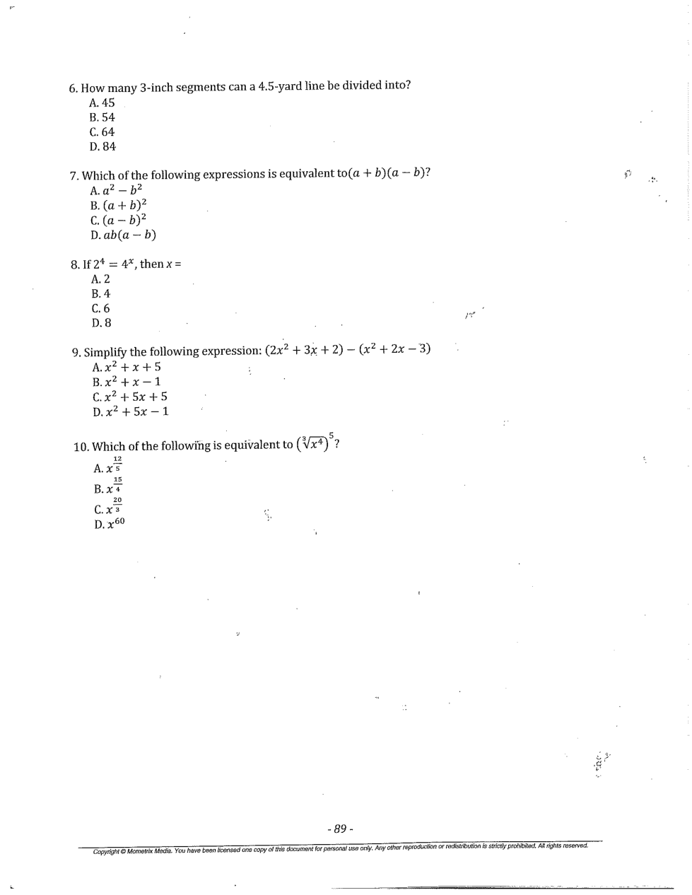 TSI Practice Test - Barbara Woodruff | Library | Formative