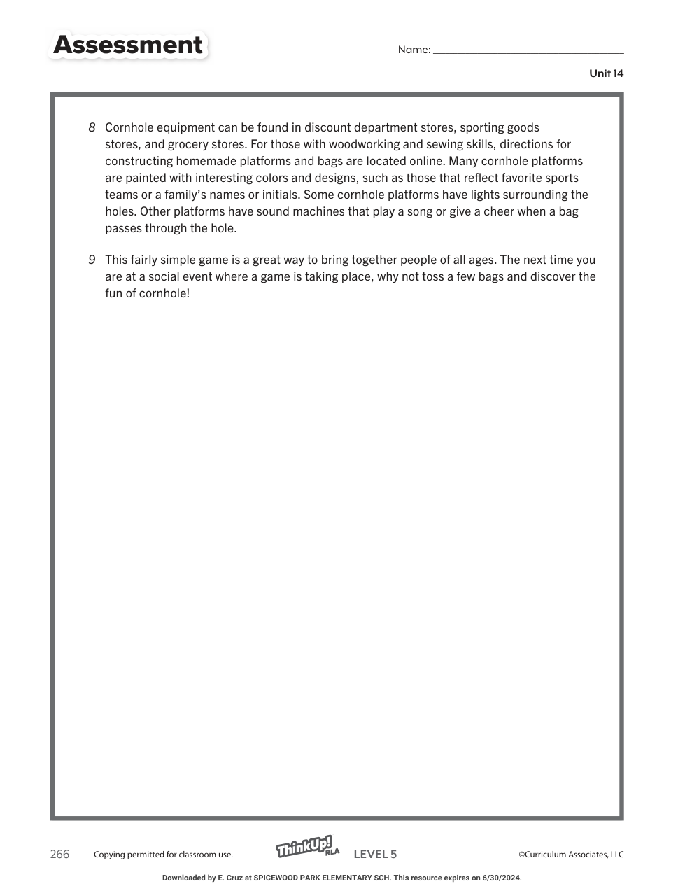 SPE: Text & Graphic Features Assessment - Elida Cruz | Library | Formative