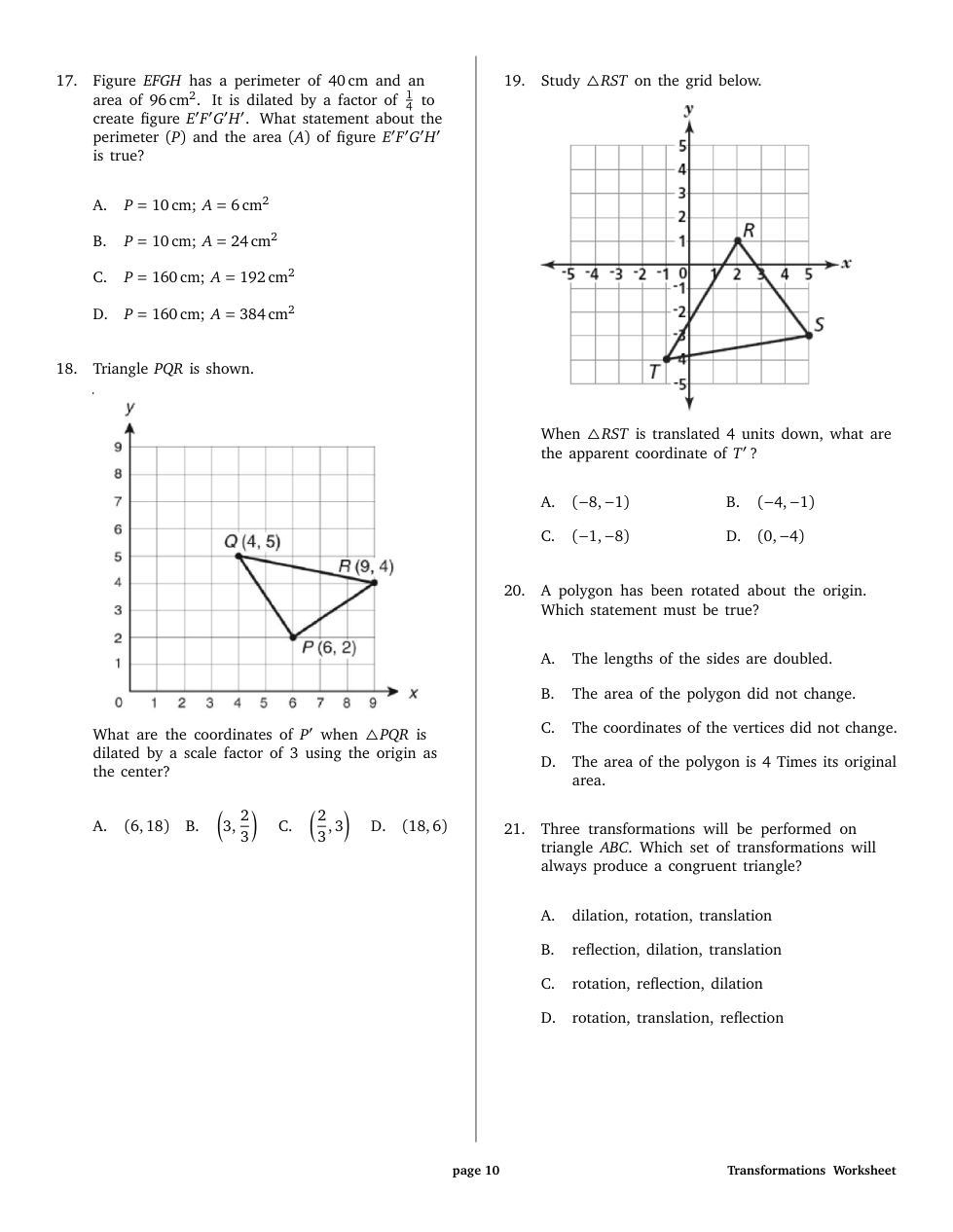 Geometry Homework Transformations - David Achinstein | Library | Formative