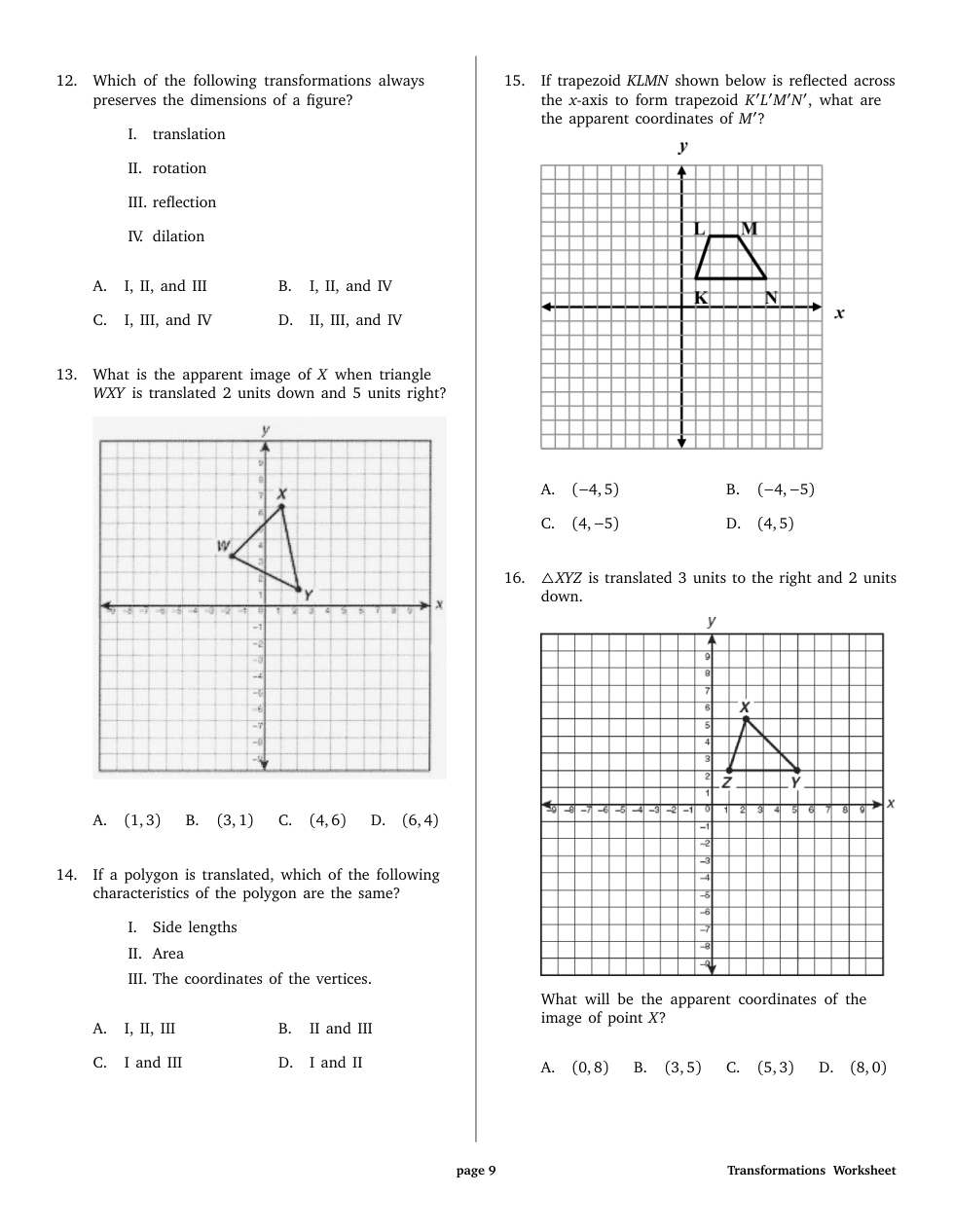 Geometry Homework Transformations - David Achinstein | Library | Formative