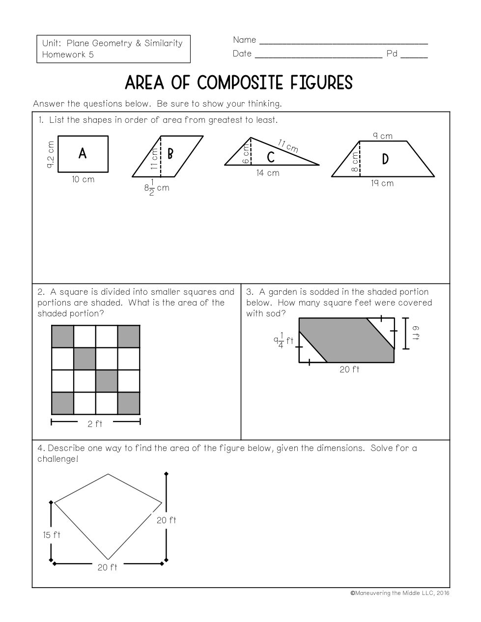 Worksheet #5: Area of Composite Figures - Jill Starkey | Library ...