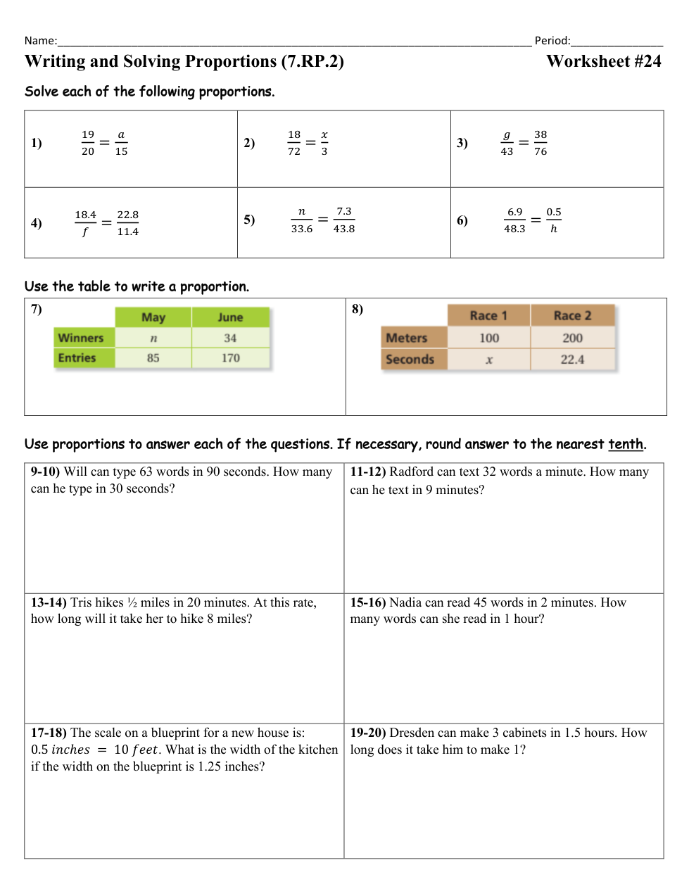 745LRIS WS#24 (Purple) Writing and Solving Proportions - Janelle Warby ...
