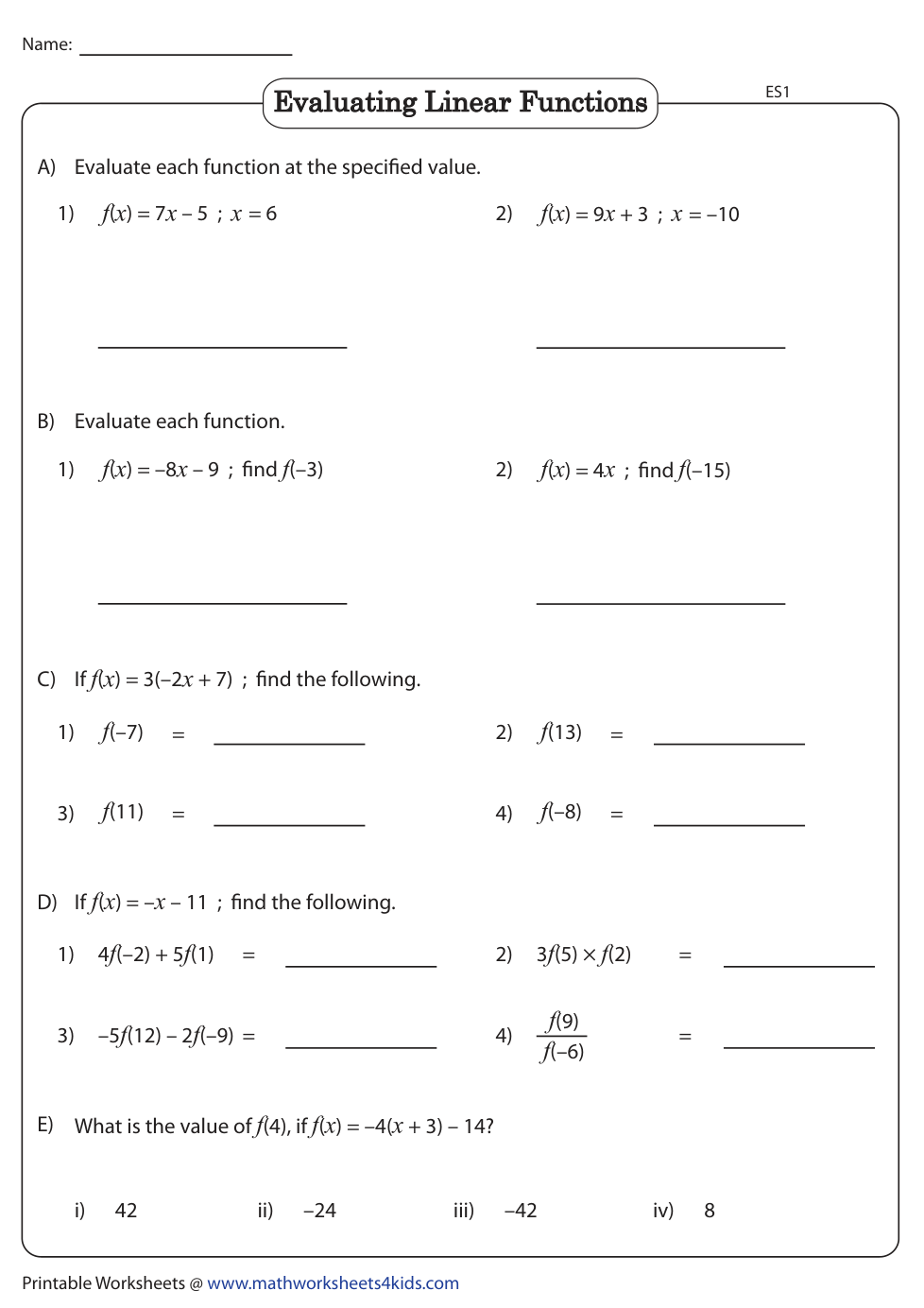 F #4: Evaluating Functions A - Kristy Georgick | Library | Formative