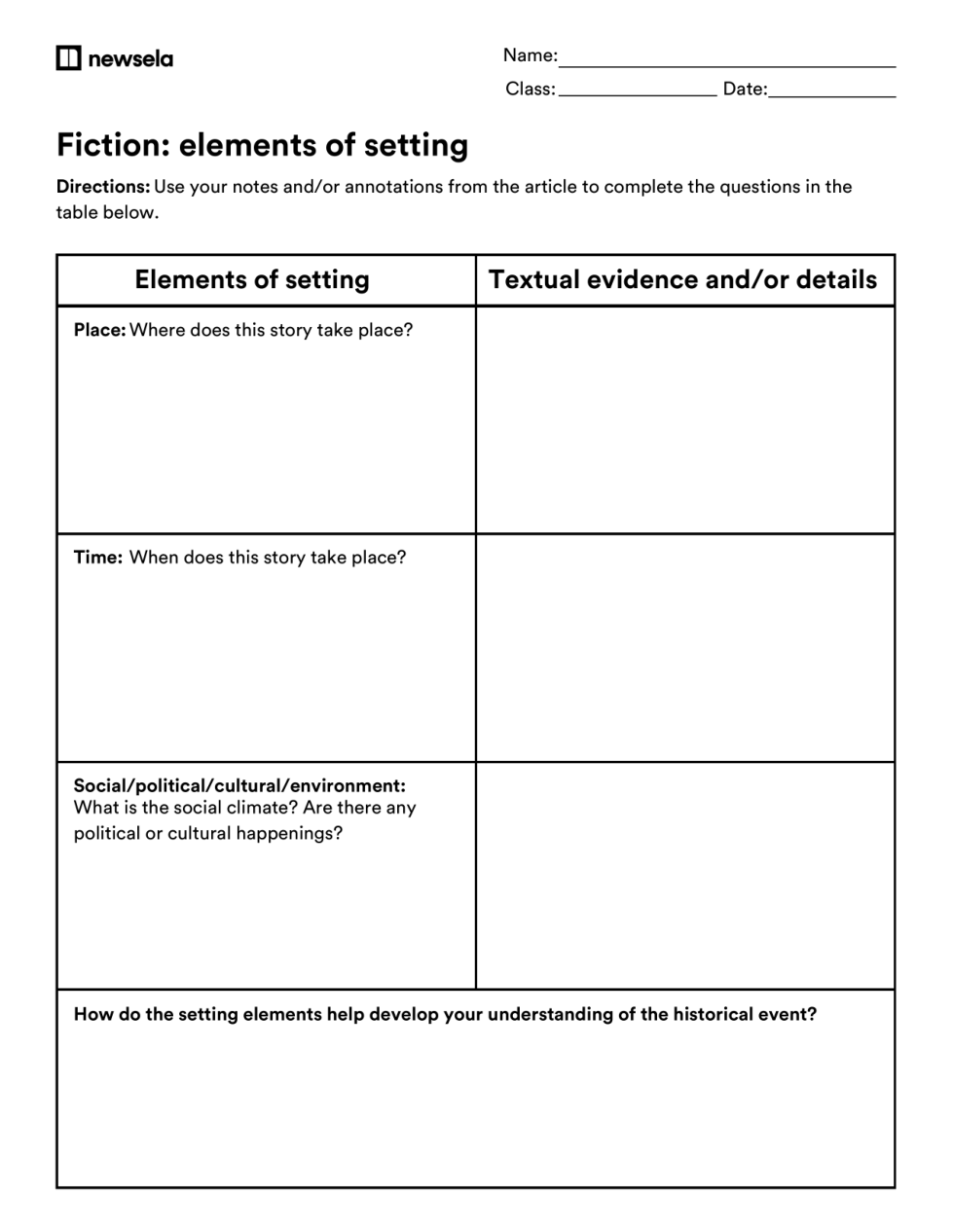 Non-Fiction: elements of setting - Belina Wimbish-Haile | Library ...