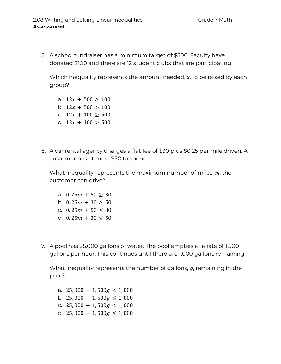 2.08 Writing and Solving Linear Inequalities - Rebecca Forester ...