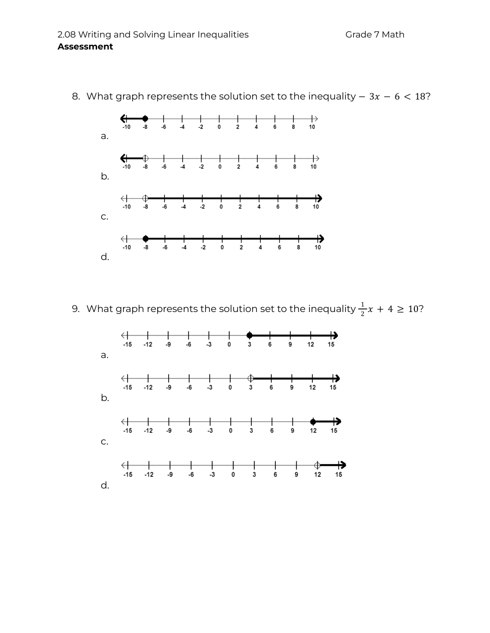 2.08 Writing and Solving Linear Inequalities - Rebecca Forester ...