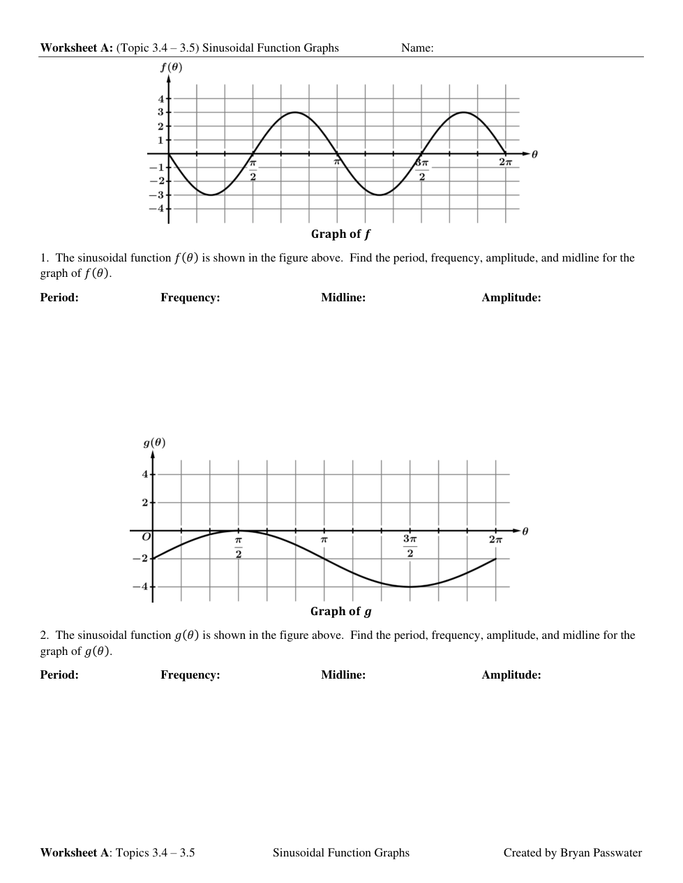 Topic 3.4-3.5 Sinusoidal Function Graphs - Sherra S Carr | Library ...