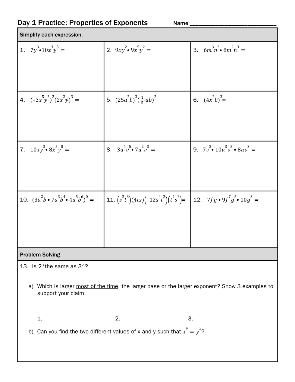 Day 1: Properties of Exponents - Cindy Austin | Library | Formative