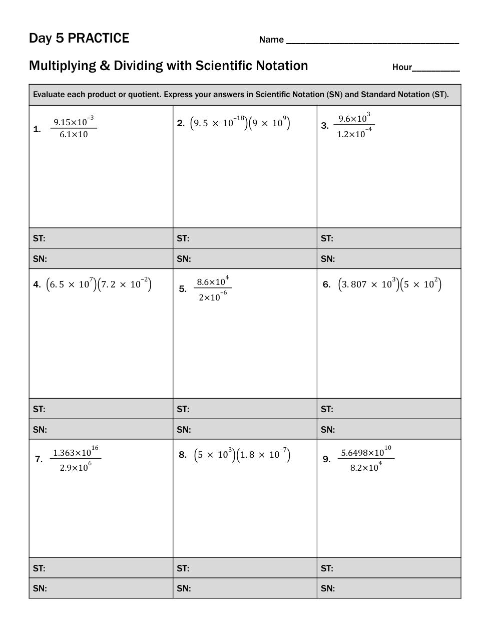 Day 5: Multiply & Divide with Scientific Notation - Cindy Austin ...