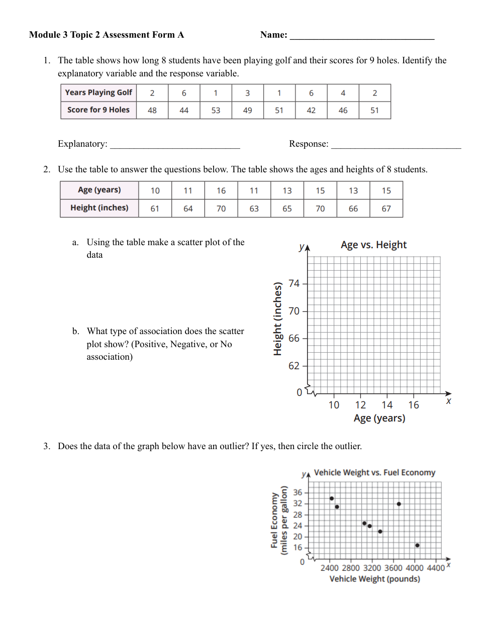 Module 3 Topic 2 Assessment Form A (white) - Samantha Holton | Library | Formative