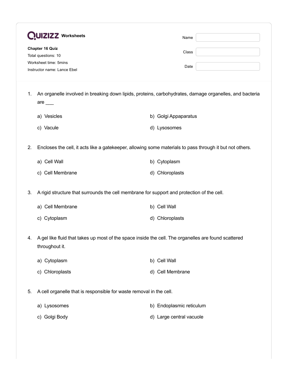 Chapter 16 Quiz - Lance Ebel | Library | Formative