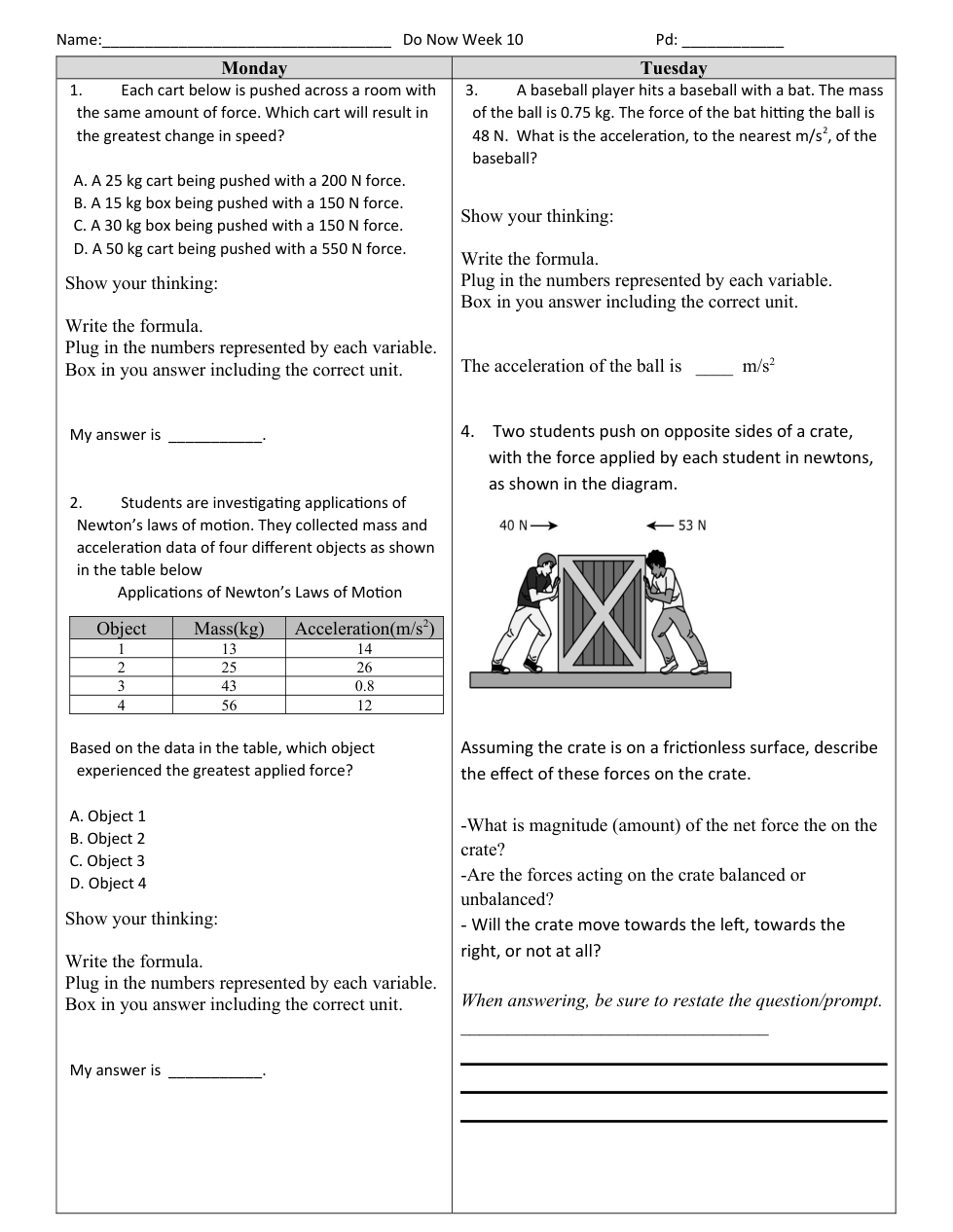 8th grade Do Now Week 10 - Aisha Davis | Library | Formative