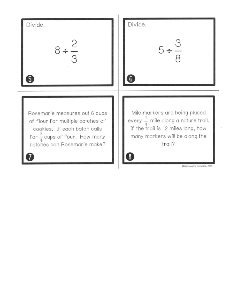 Task Cards - Dividing Fractions (NS.1) - Emily Brown | Library | Formative