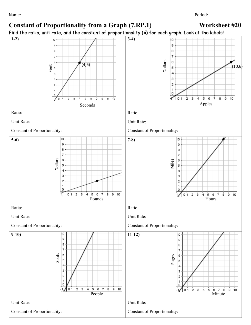 745LRIS WS#20 (Blue) Constant of Proportionality from a Graph & Table ...