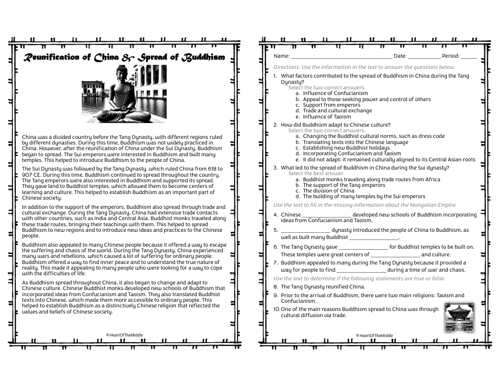 TCAP Review Packet Unit 1: East Asia (01 of 10) - Rachel Bryant ...