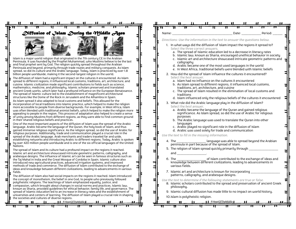 TCAP Review Packet Unit 3: Southwest Asia & North Africa (2 of 5 ...