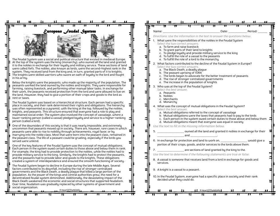 TCAP Review Packet Unit 5: Middle Ages Europe (1 of 9) - Rachel Bryant ...