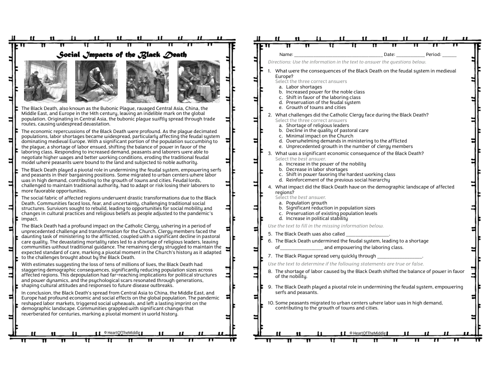 TCAP Review Packet Unit 5: Middle Ages Europe (12 of 15) - Rachel ...