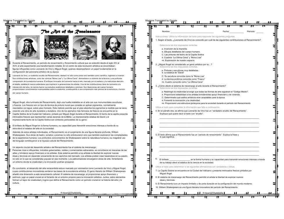 Mod. TCAP Review Packet Unit 6: The Renaissance (1 of 1) (Spa) - Rachel ...