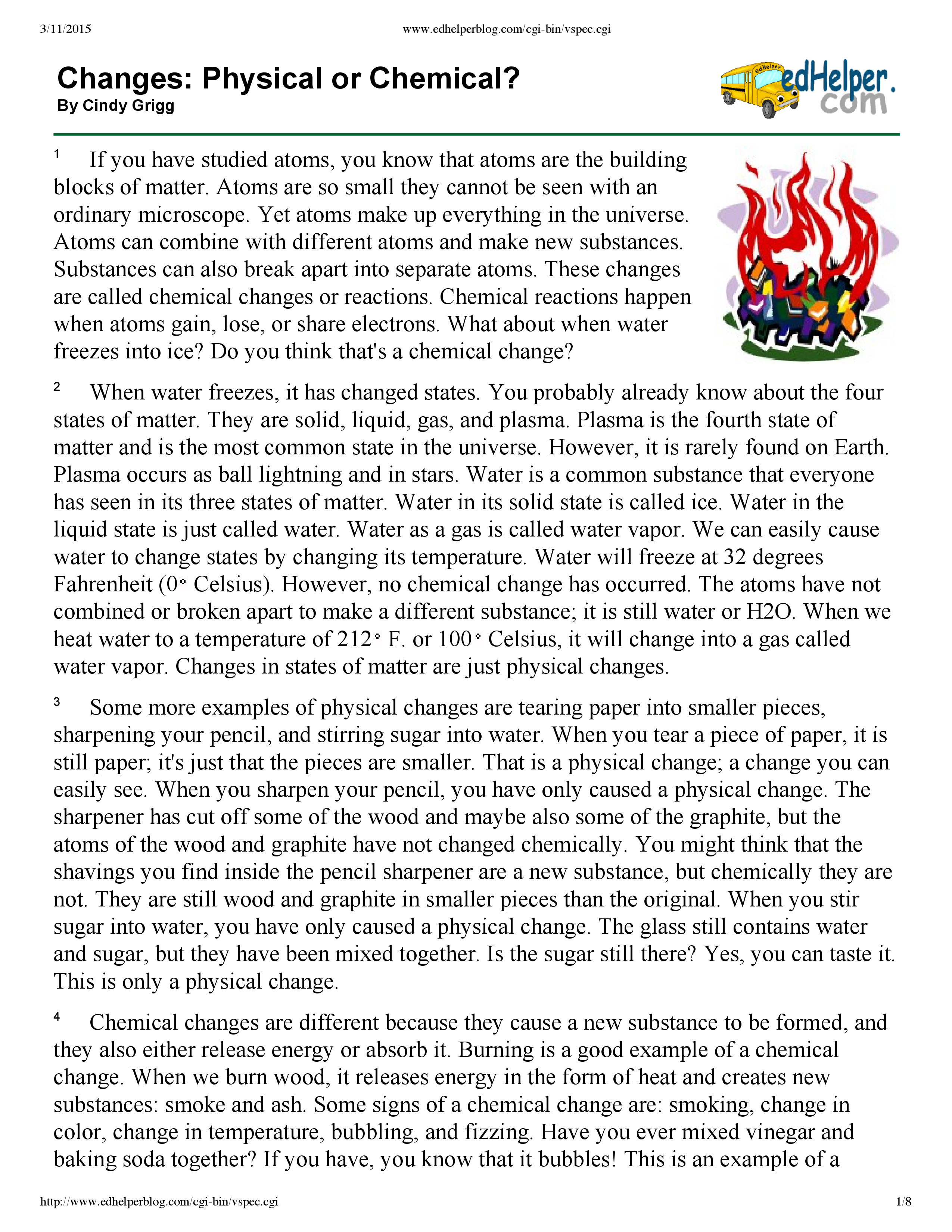 Chemical and Physical Changes - Joel Putek | Library | Formative