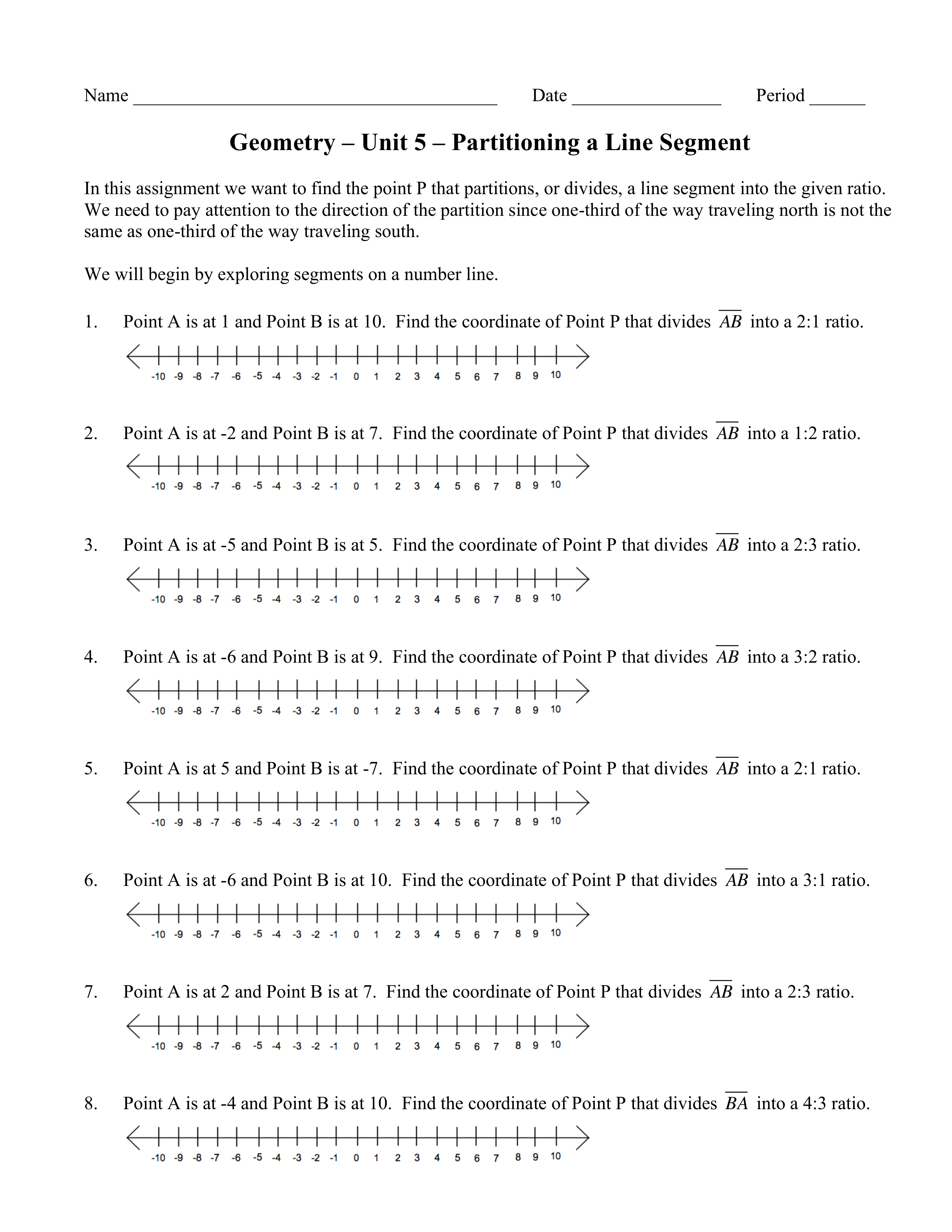 Partitioning a Line Segment - Stacy Kirby | Library | Formative