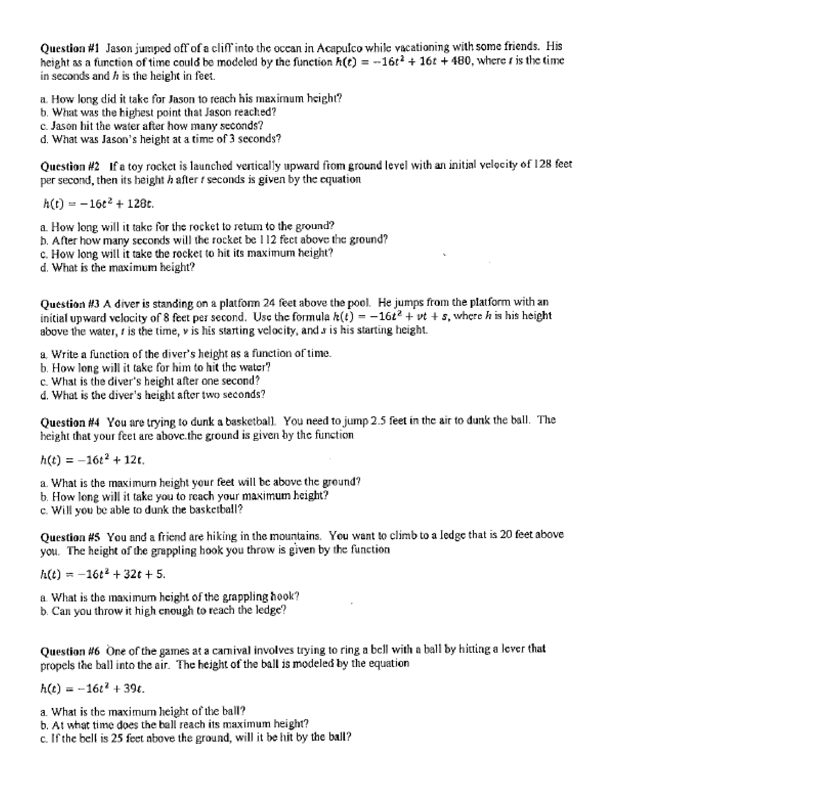 Quadratics Word Problems CA - Tiffany Fowler | Library | Formative