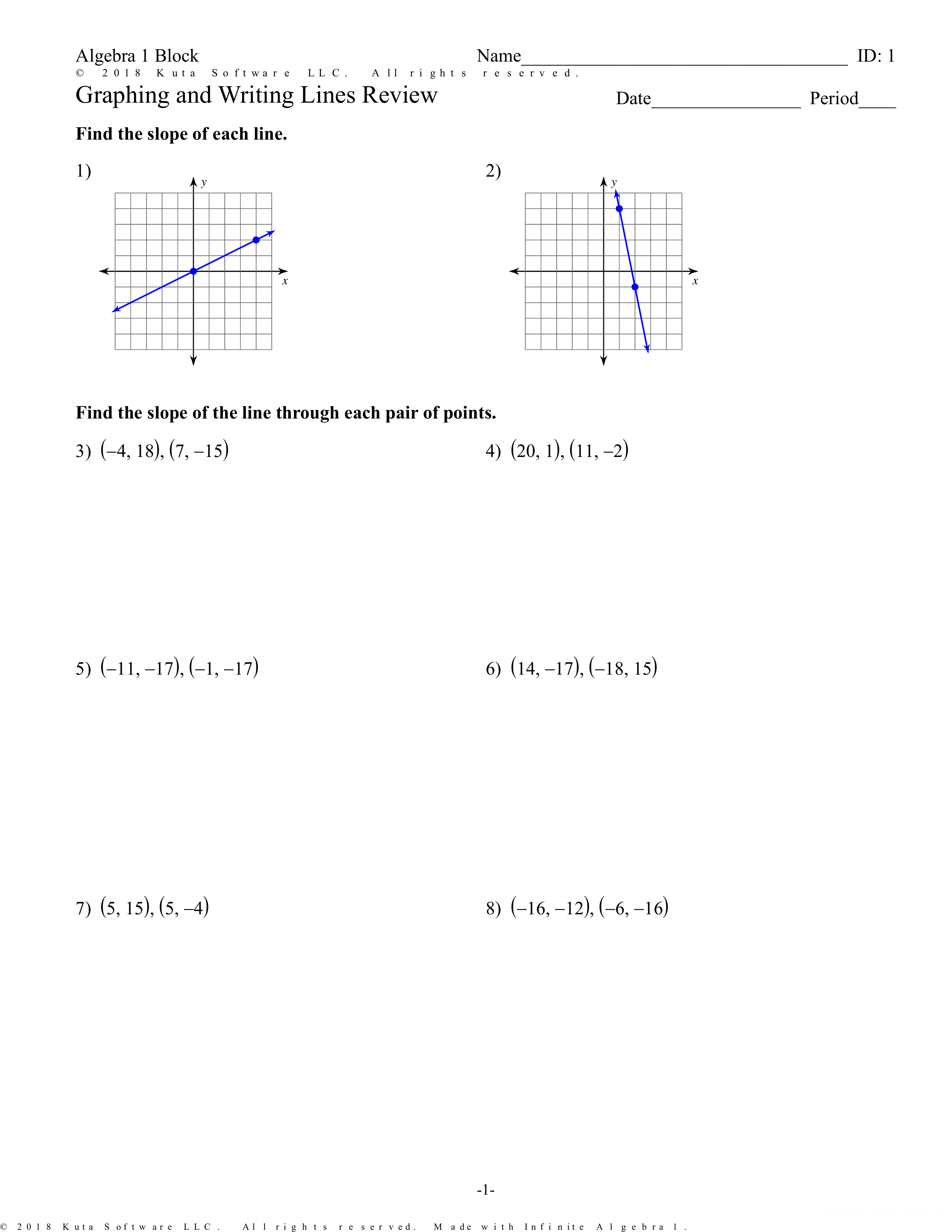 Graphing and Writing Lines Final Exam Review - Math Teachers | Library ...