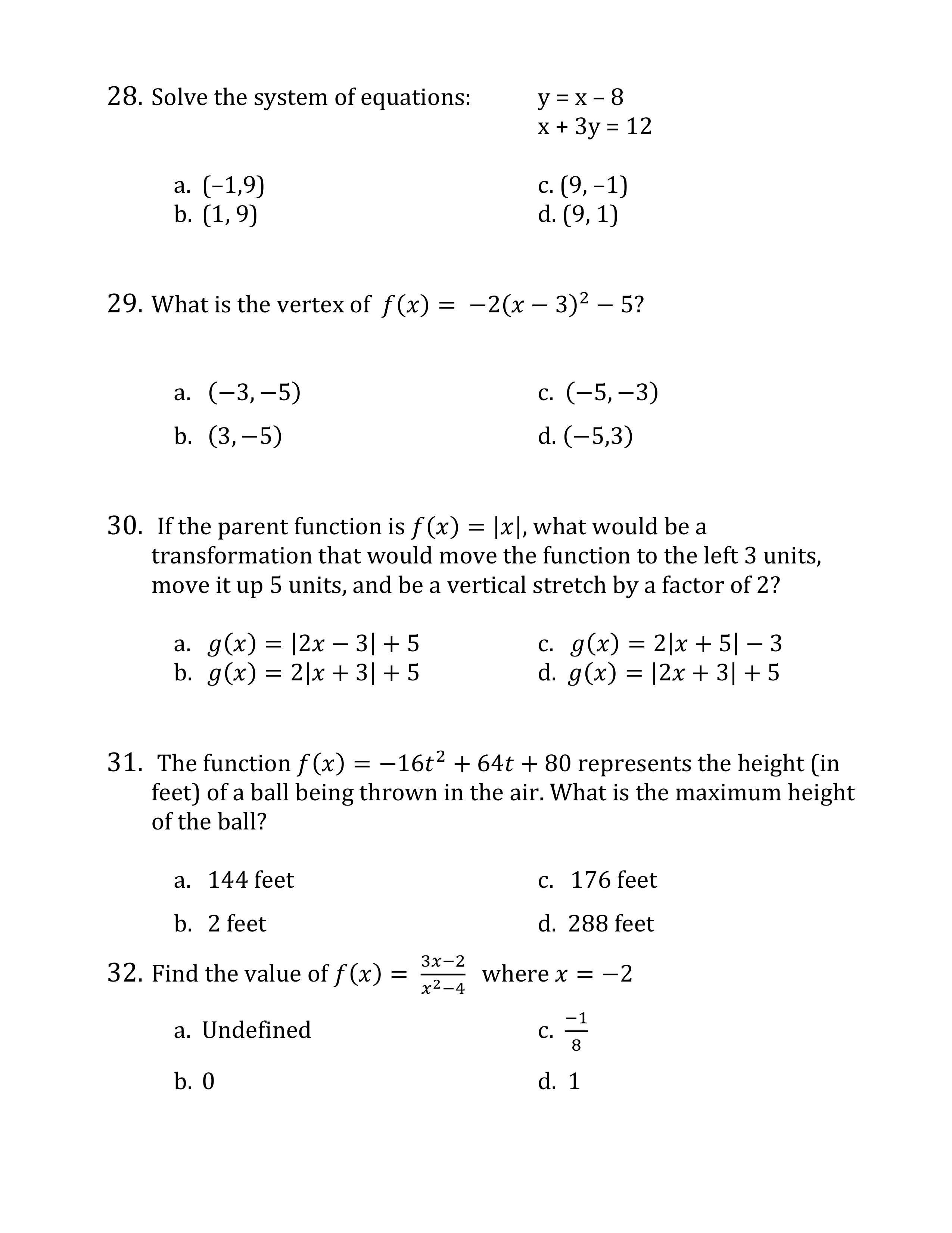 Algebra 1 Pretest 2022-2023 - Nicole Richardone | Library | Formative