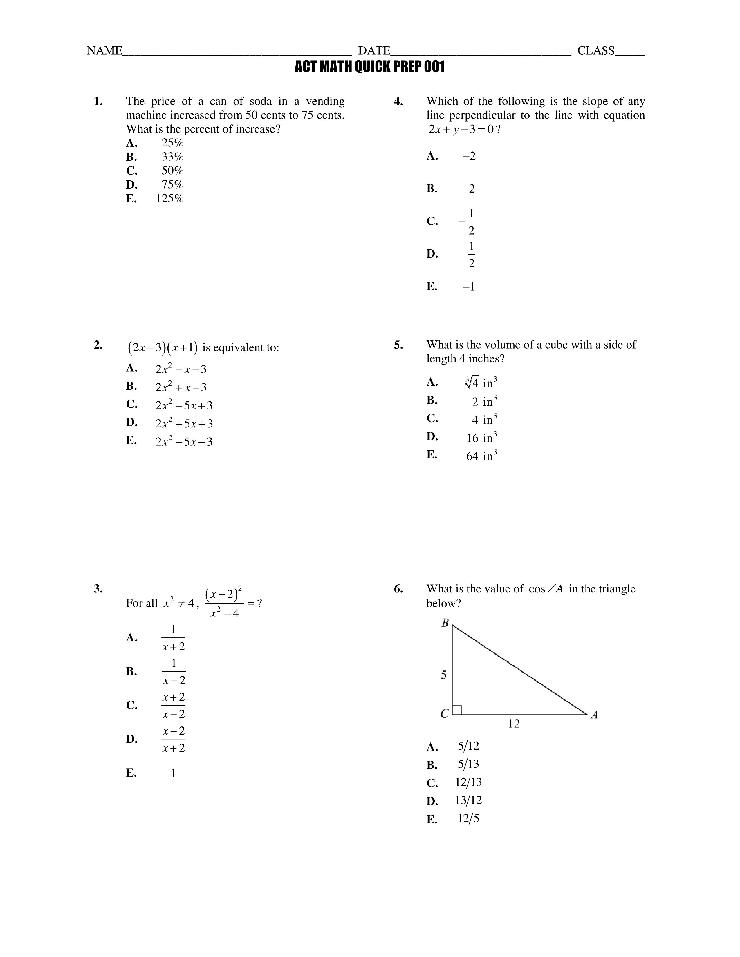 ACT Quick Prep #1 - Eric Thompson | Library | Formative