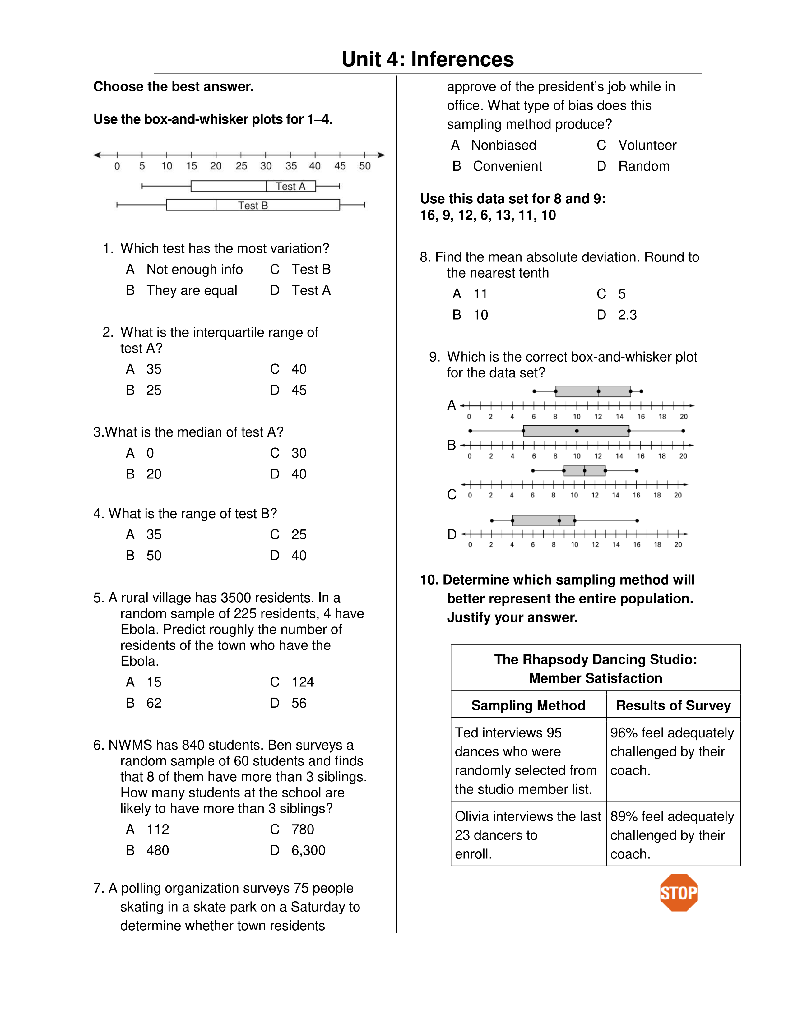 Milestones Review - Unit 4 - Inferences - 7th grade - Amy Pearce ...