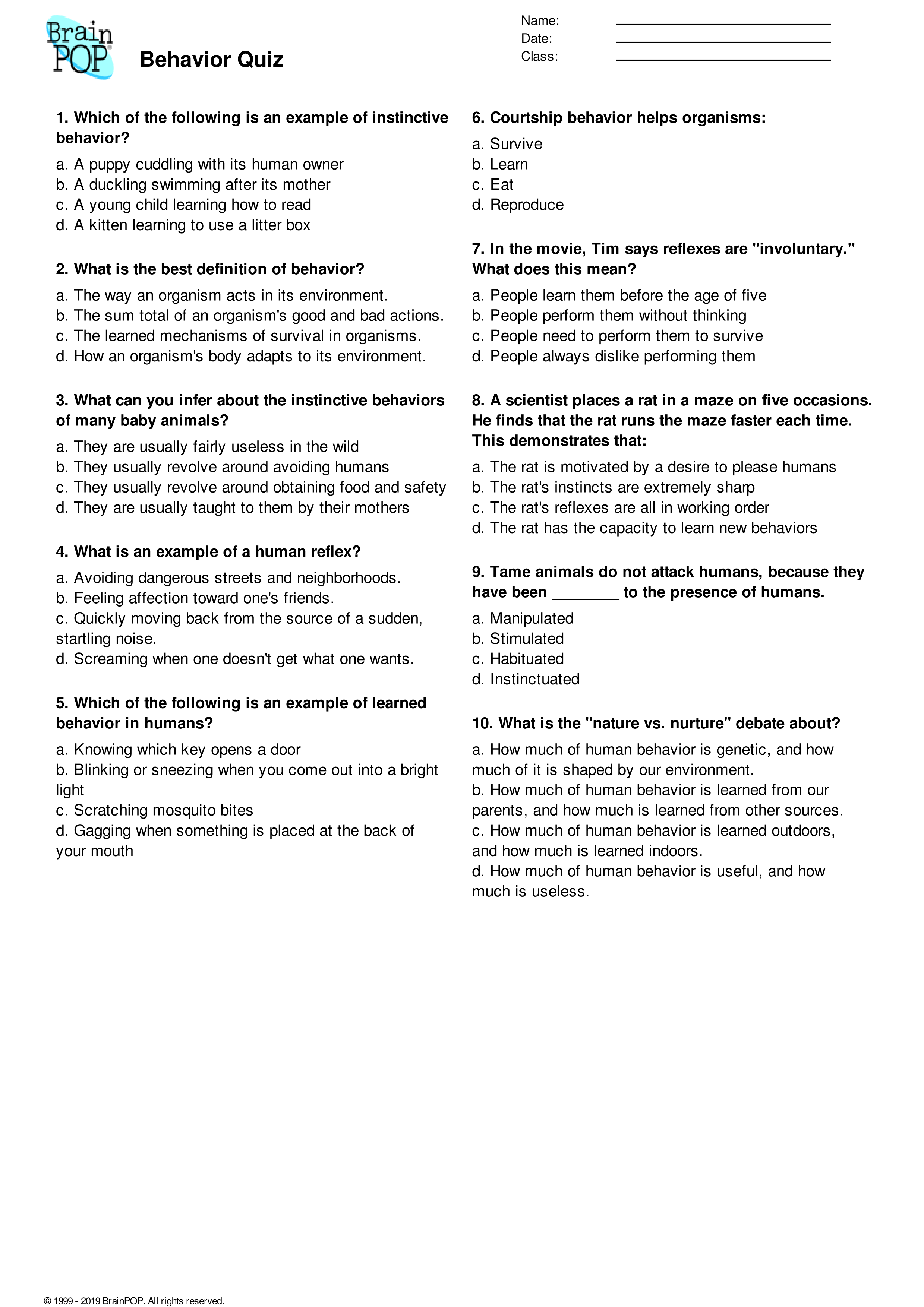 Behavior Quiz - Shannon Gresham | Library | Formative