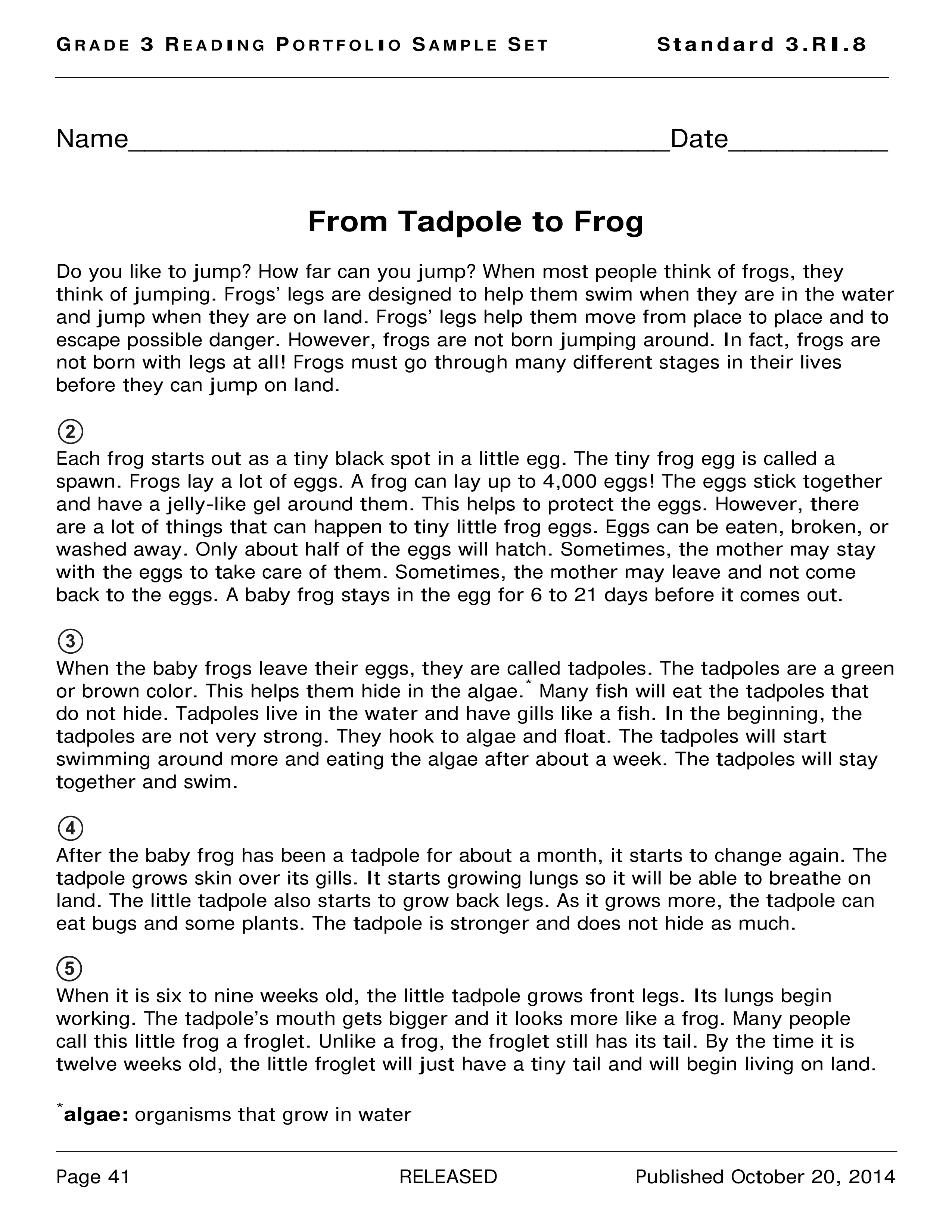 RI.8 FROM TADPOLE TO FROG - Reneka Andrews | Library | Formative