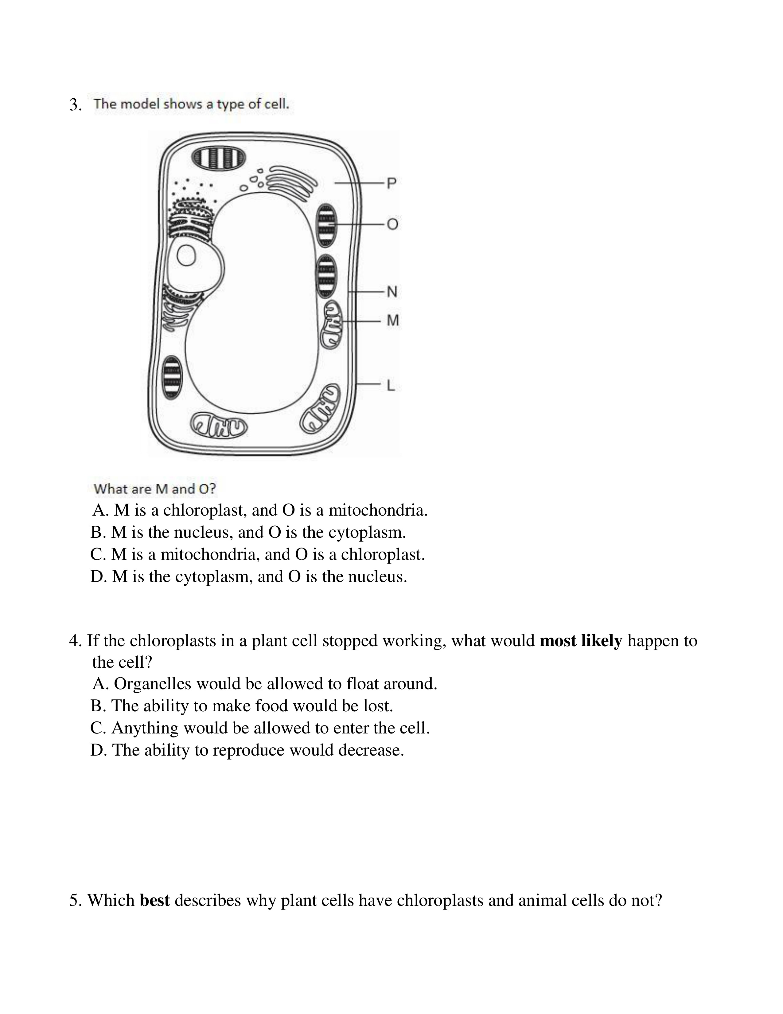 Seventh Grade Science Unit 1 Quiz 2 S7L2.a Cell Structure - Julius ...
