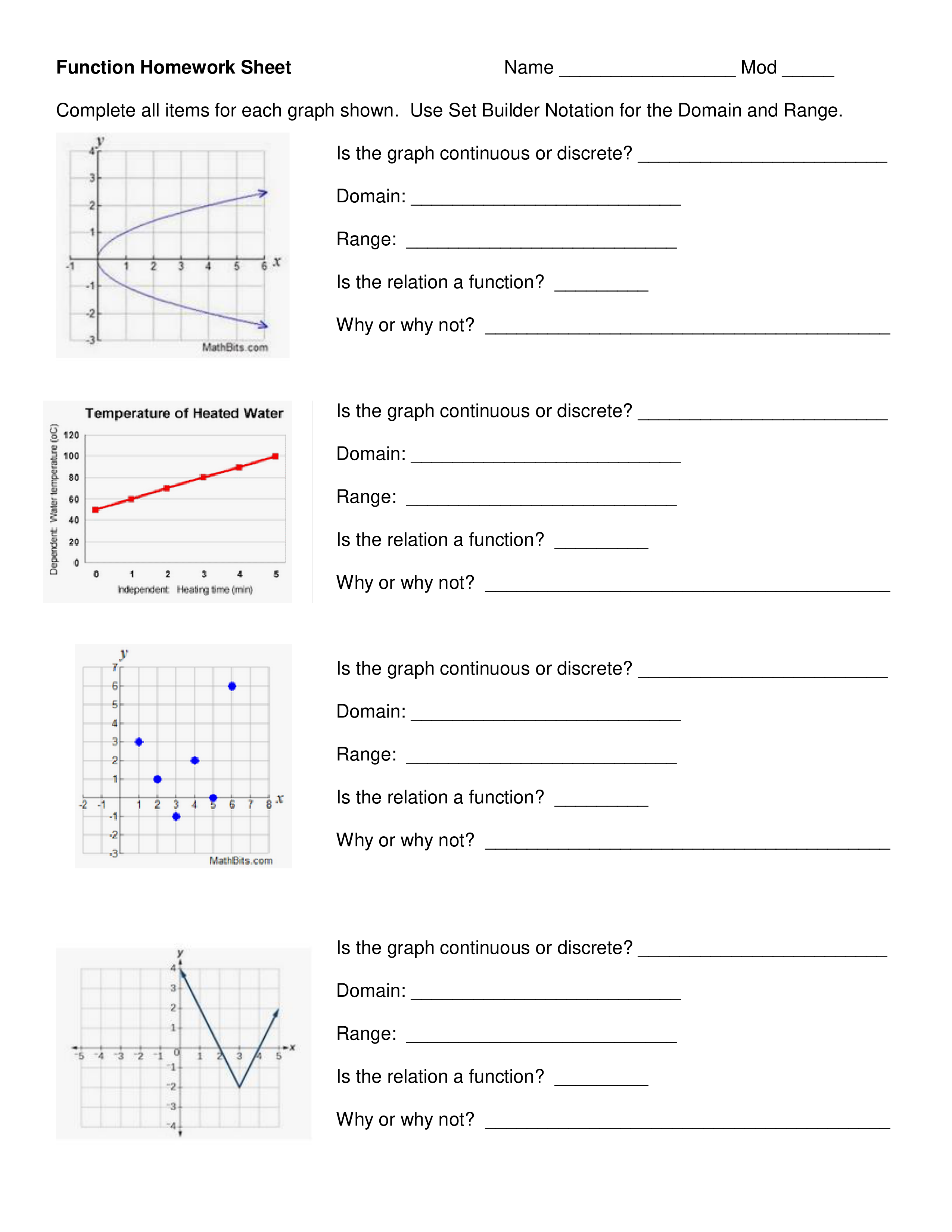 Function Homework Sheet - Chris Long | Library | Formative