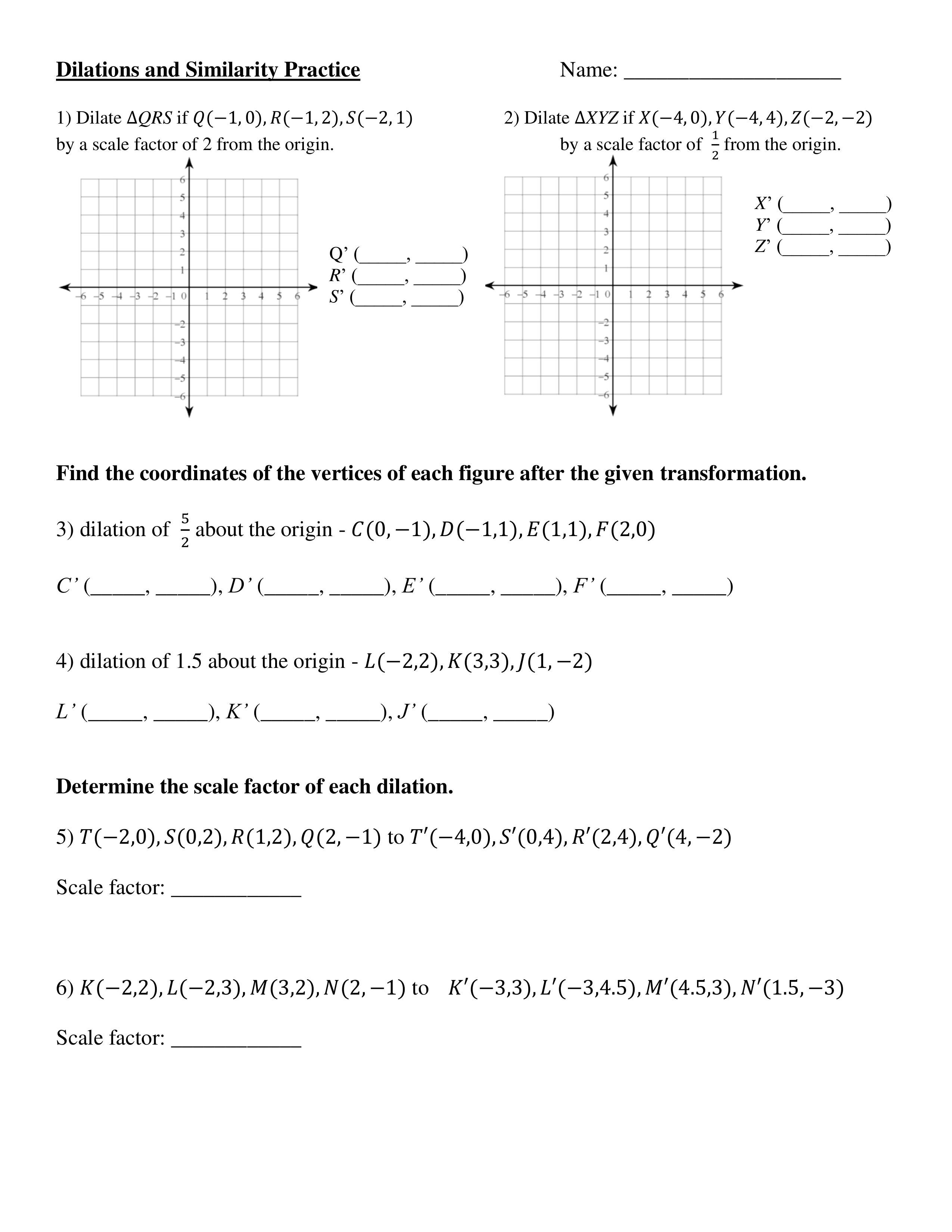 102319 Dilations and Similarity Practice - Robyn Porter | Library ...