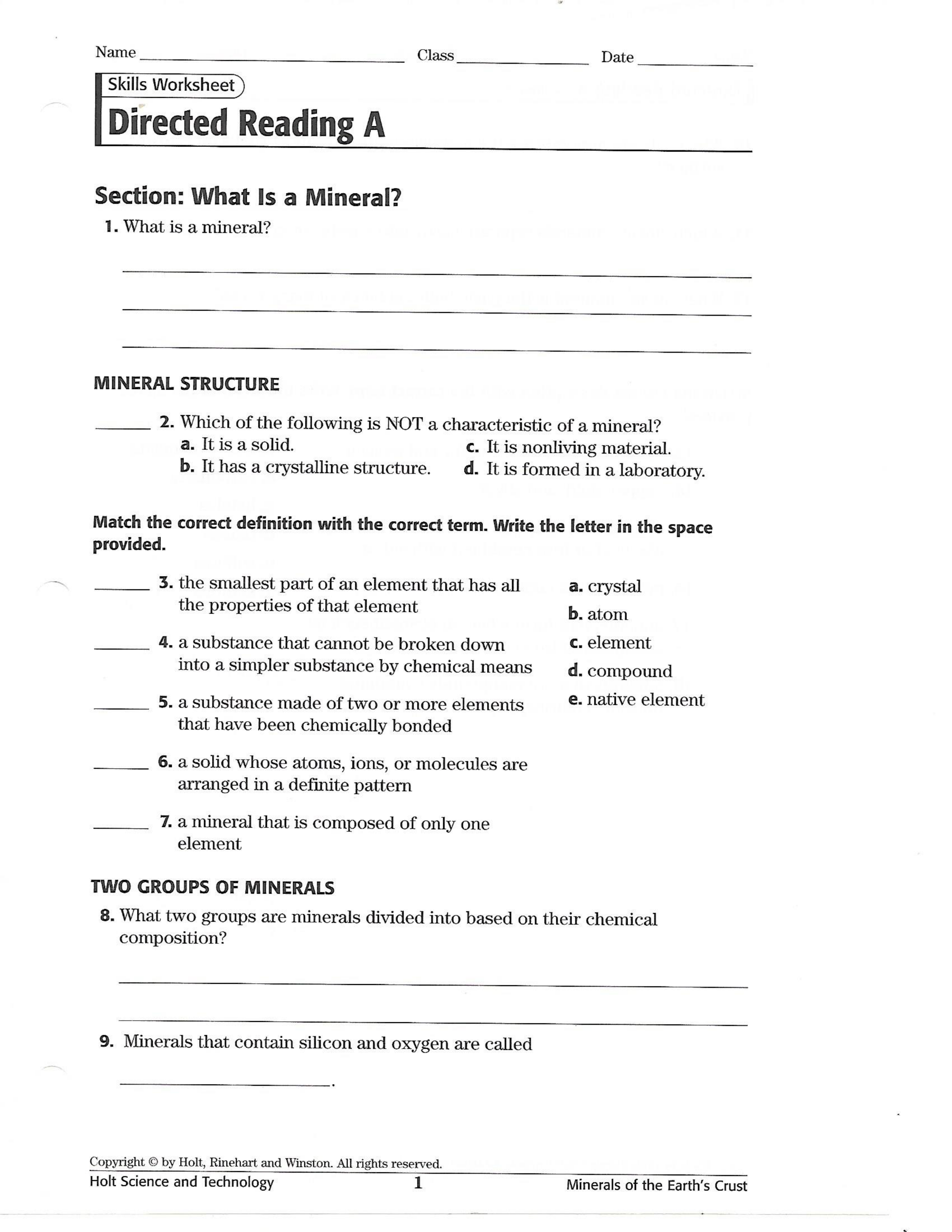 What is a Mineral Worksheet - Craig Fisher | Library | Formative