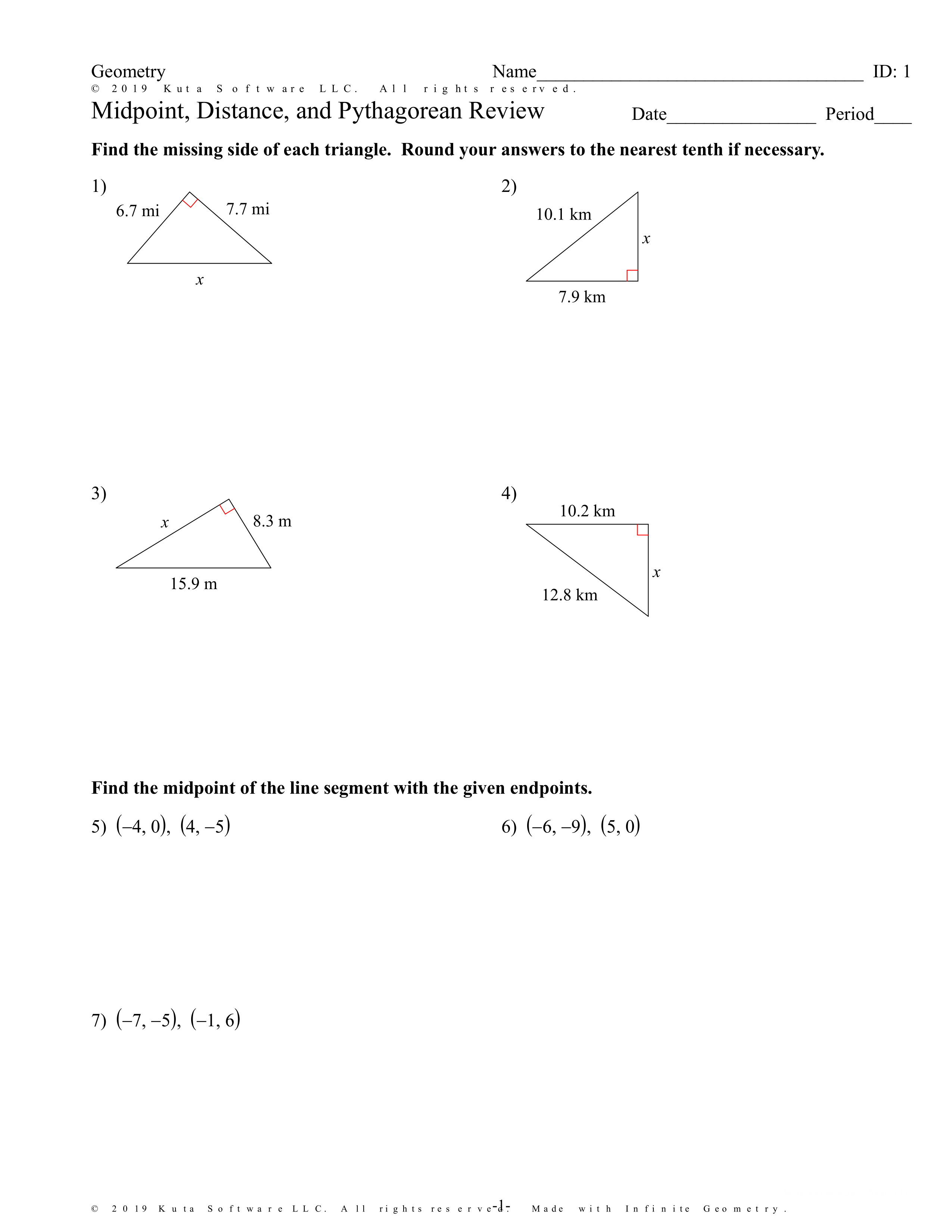 Midpoint, Distance, and Pythagorean Review - Math Teachers | Library ...