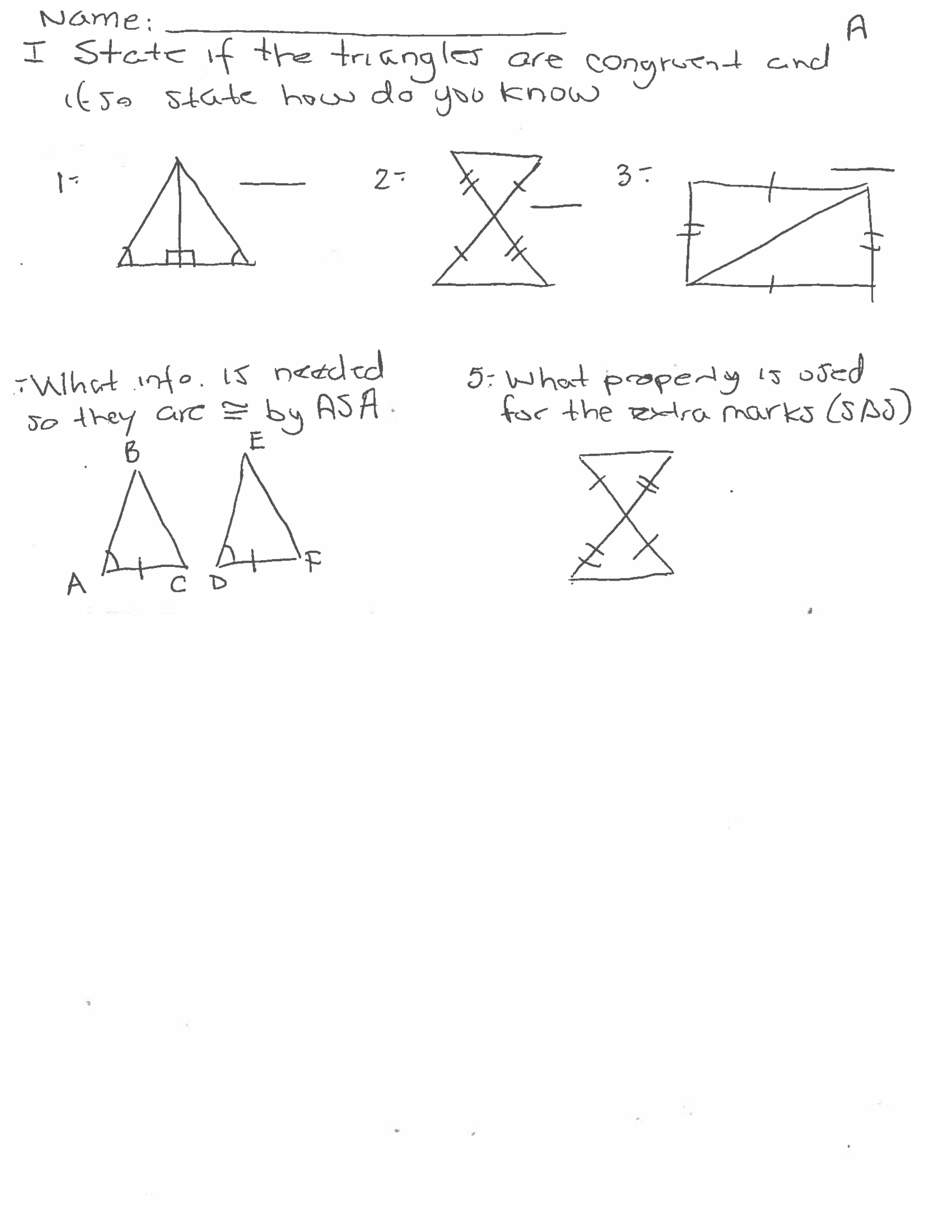 Triangle Congruence mini quiz A - edith lopez | Library | Formative