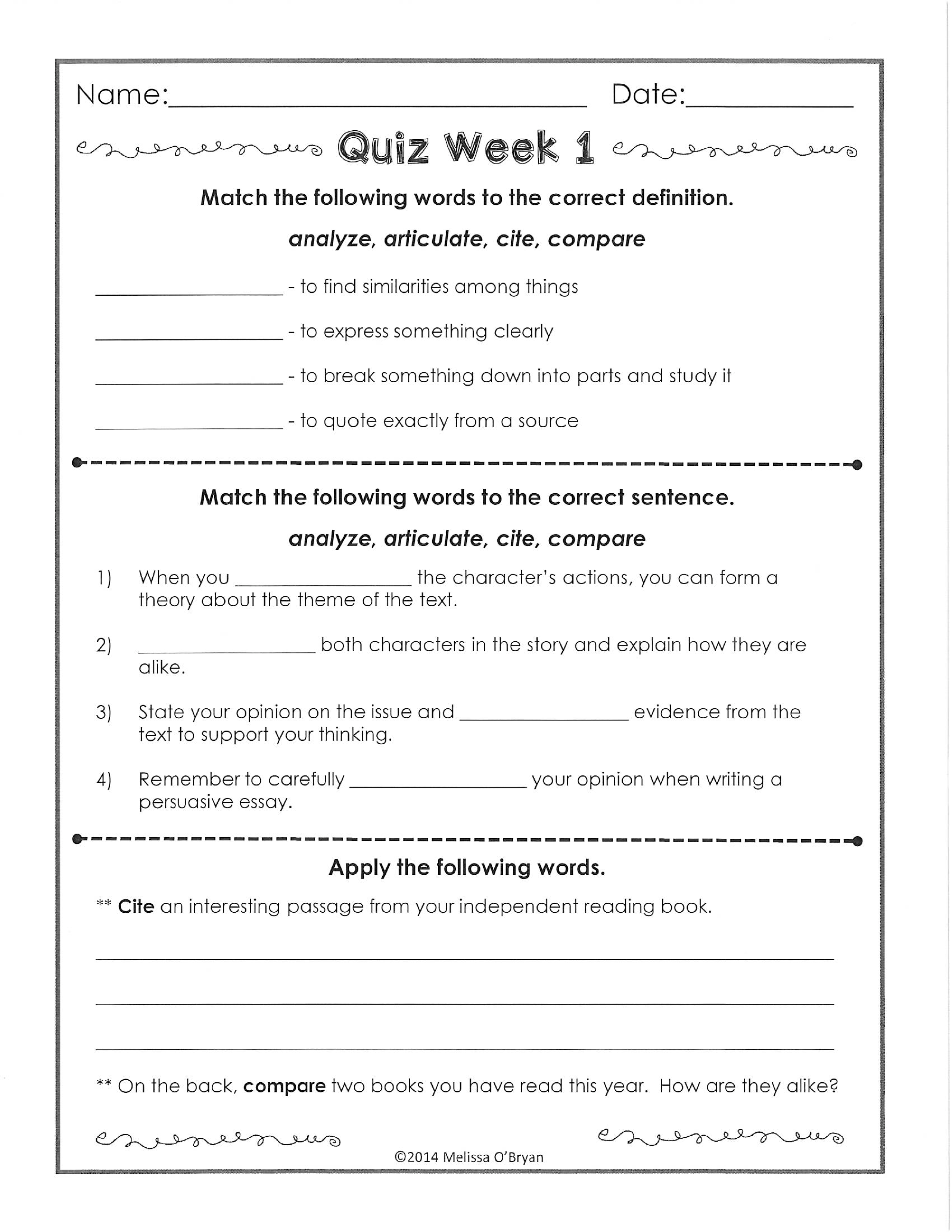 First Set Vocabulary Assessment - Nicole Privett | Library | Formative