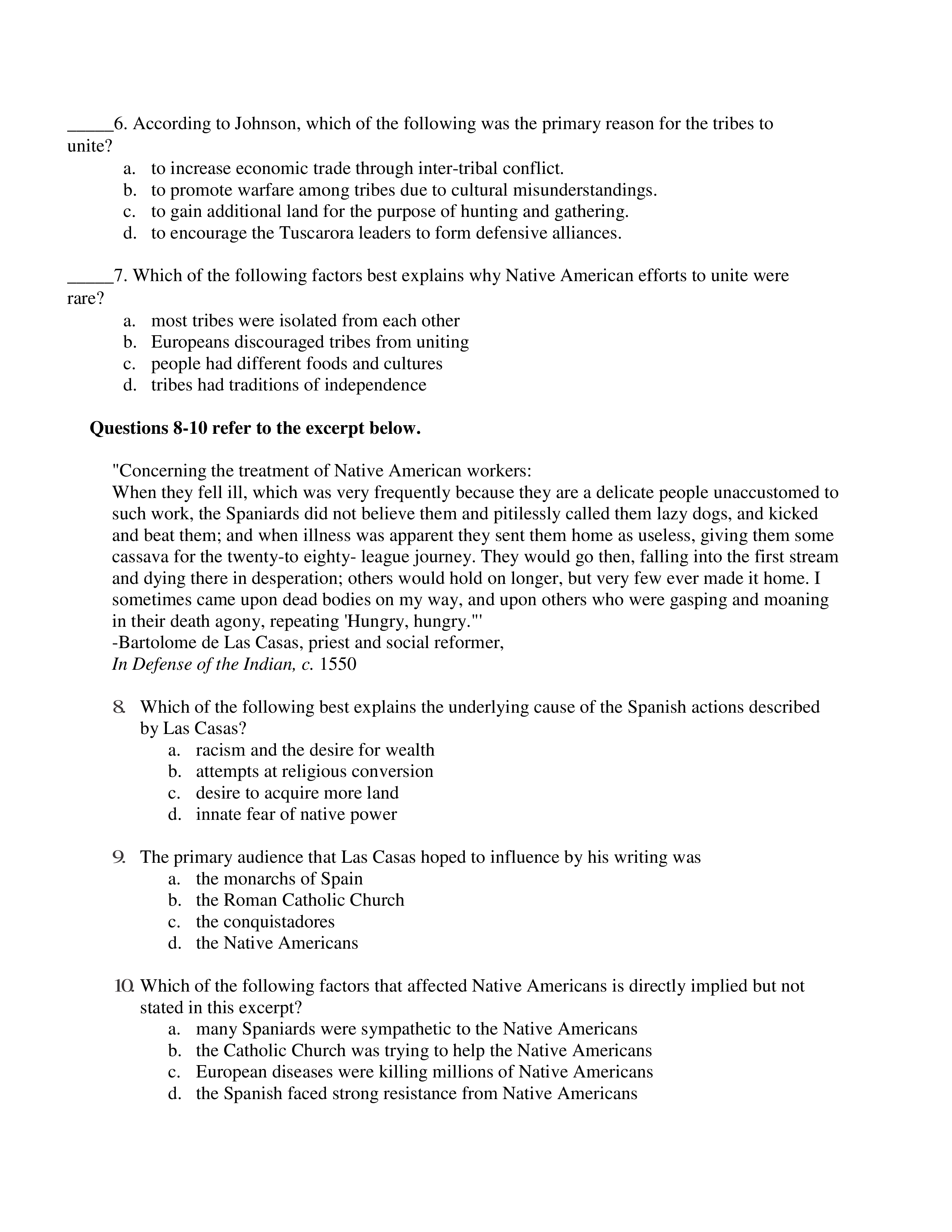 APUSH: Period 1 Quiz - James Baker | Library | Formative