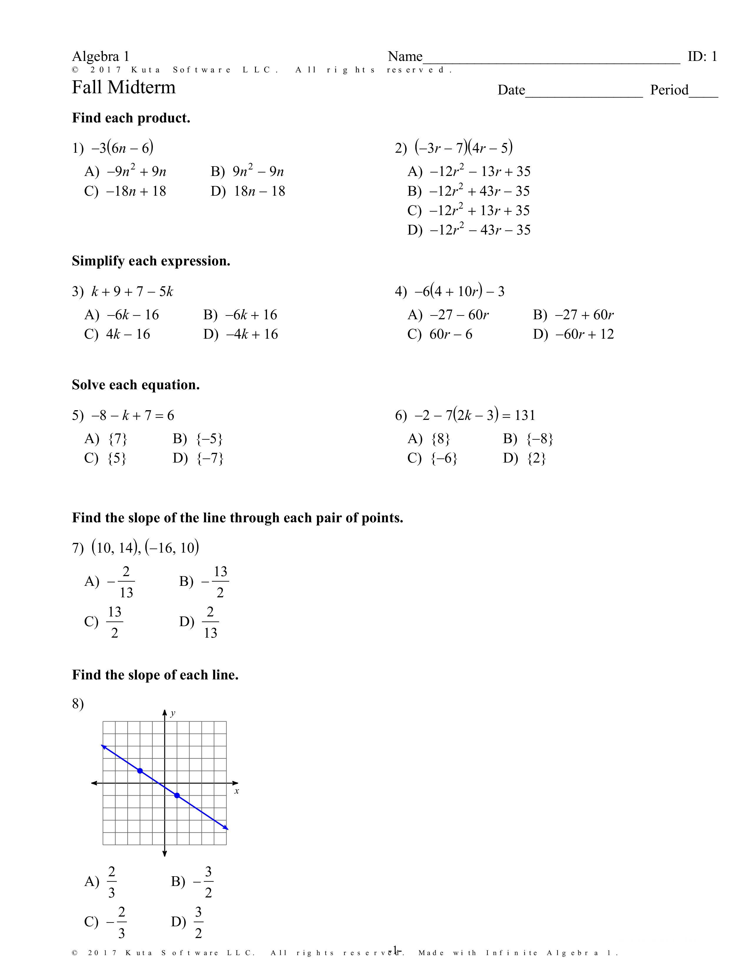 2017 Algebra I Midterm - Earl Armstrong | Library | Formative