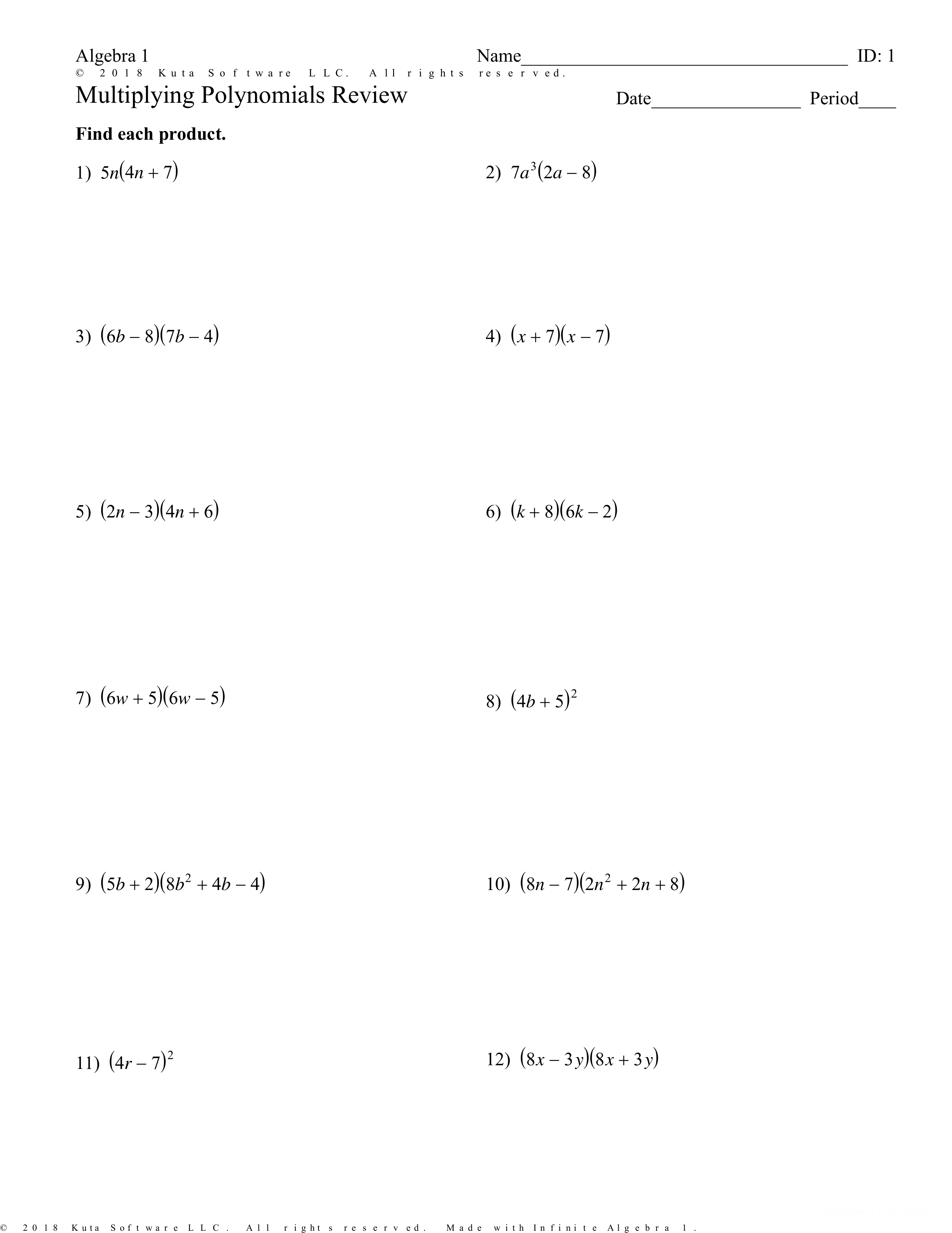 Lesson 5 - Multiplying Polynomials Review - Math Teachers | Library ...