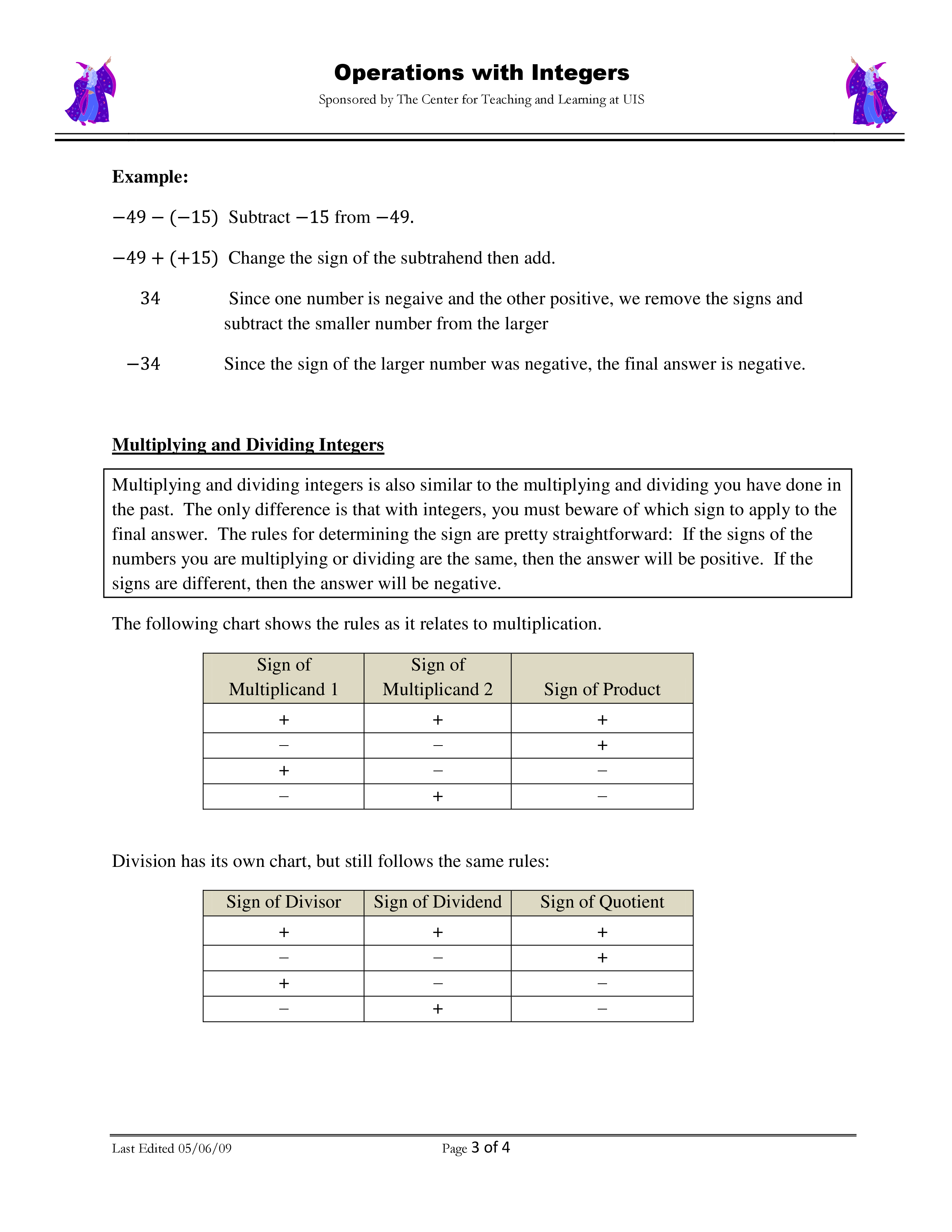 Operations with Integers Summary copy 2/27/2019 - Matthew Heckmann ...